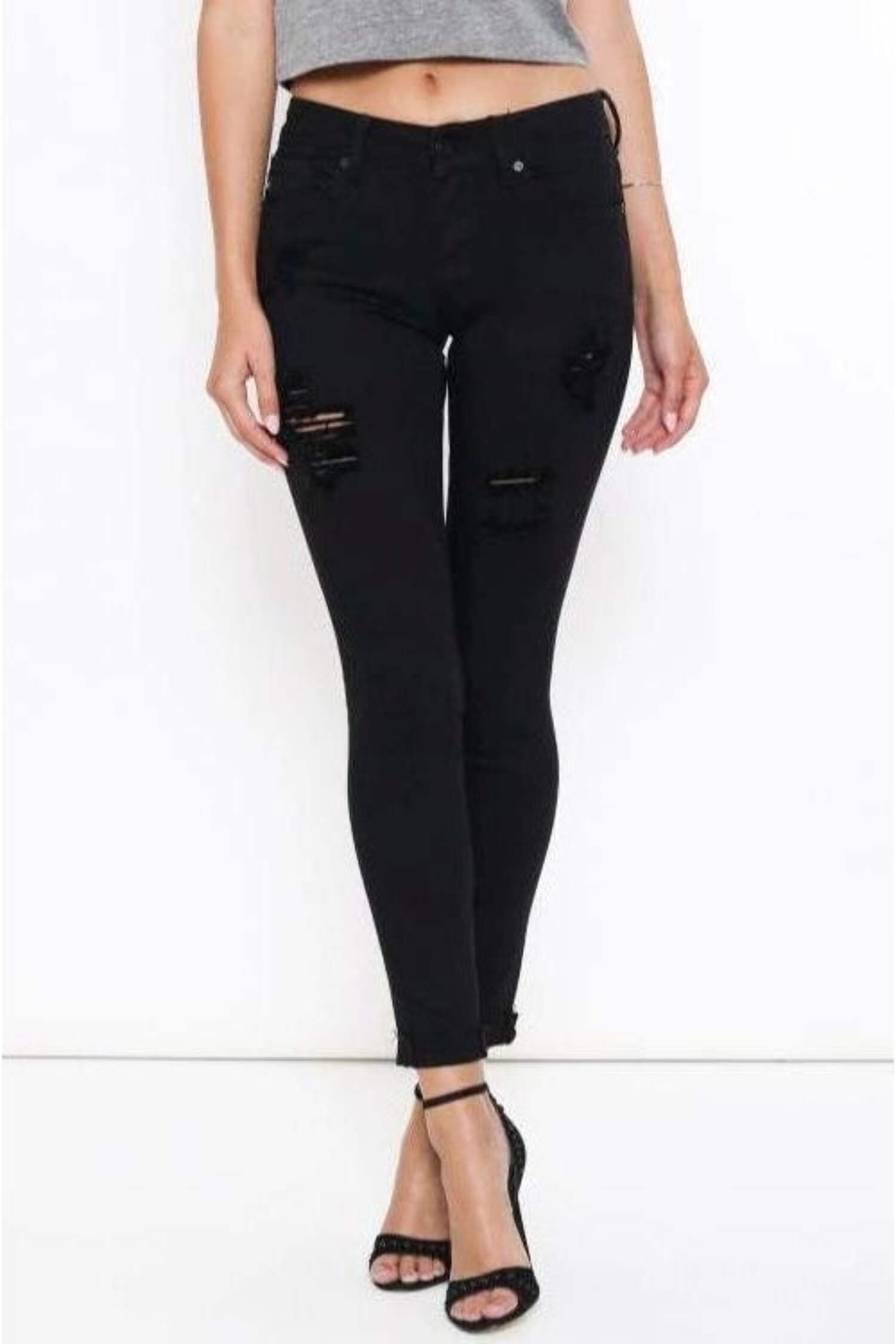 Kancan - Women's Low Rise Ankle Skinny Jeans - Distressed - KC6050 ST ...