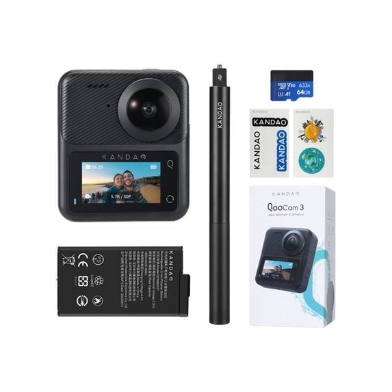 Kandao QooCam 3 360 Action Camera, 5.7K 62MP 360 Sports Camera, Dual 1/ ...