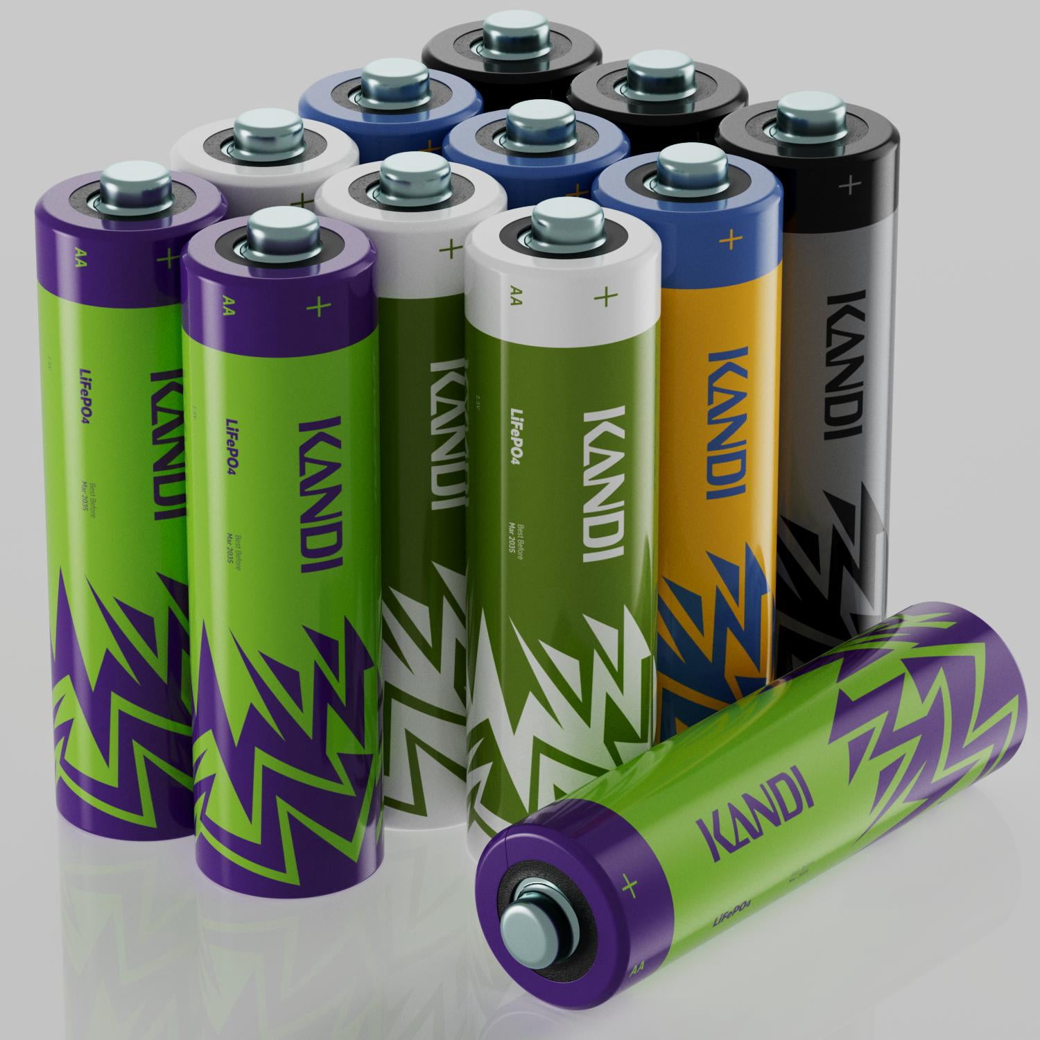 Kandi AA Lithium Rechargeable Batteries 12 Pack-Lightning - Walmart.com