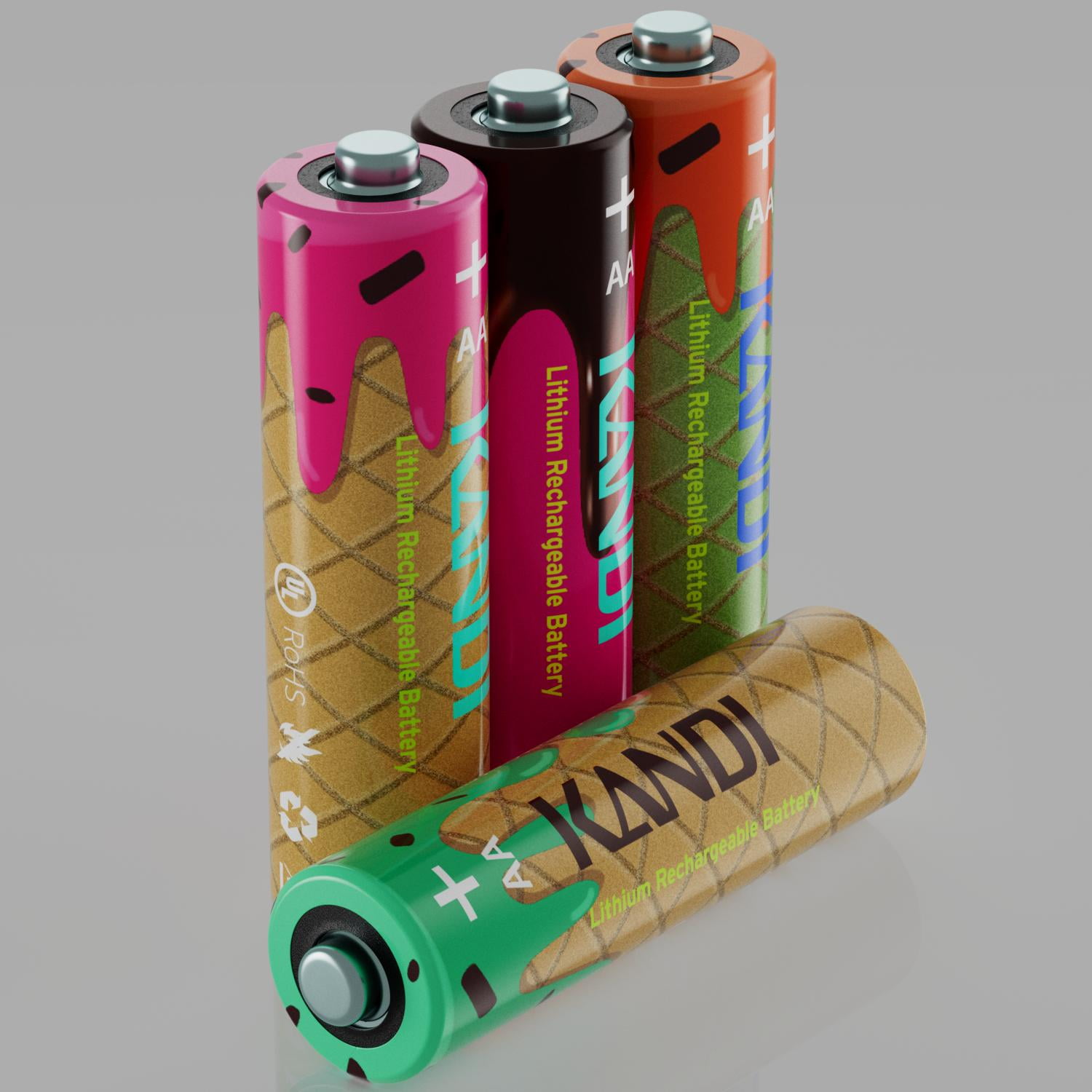 Kandi AA Lithium Rechargeable Batteries 4 Pack-Waffle - Walmart.com