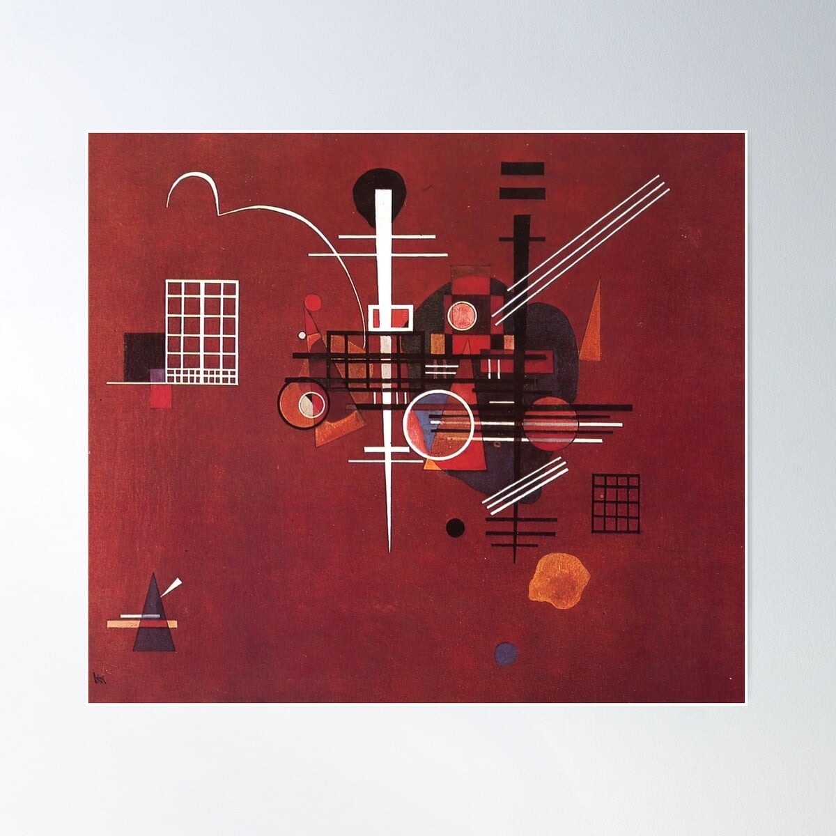 Kandinsky, Dull Red Poster Wall Art, Modern Wall Decor For Living Room ...