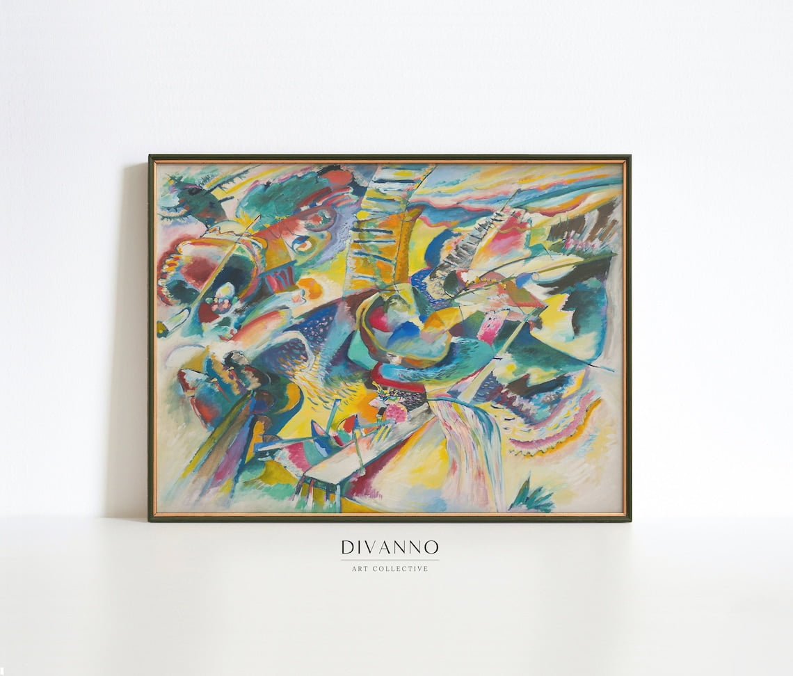 Kandinsky Improvisation Gorge Print, Muted Green Abstract Contemporary ...