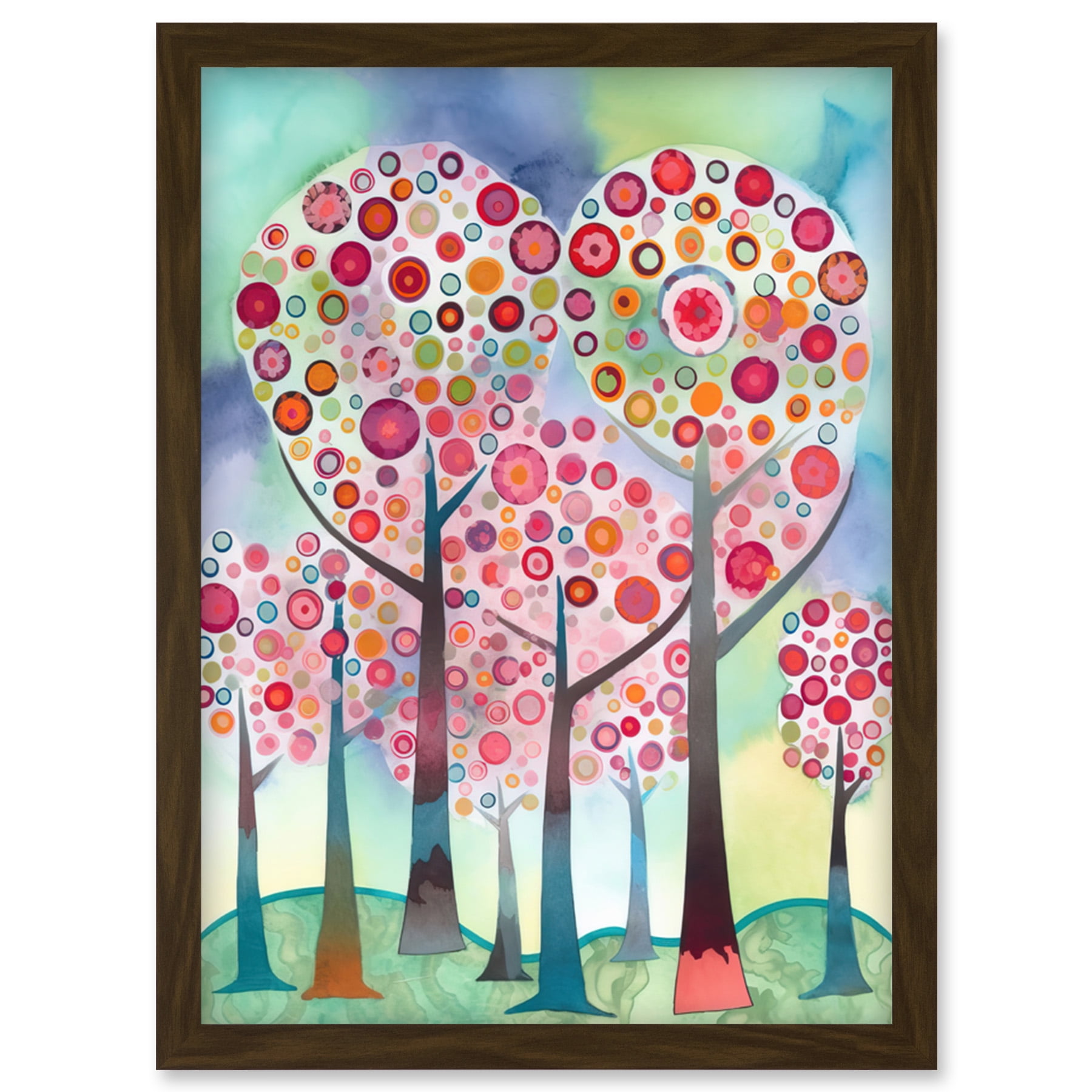 Kandinsky Inspired Trees Blooming In Spring Folk Art Watercolour ...
