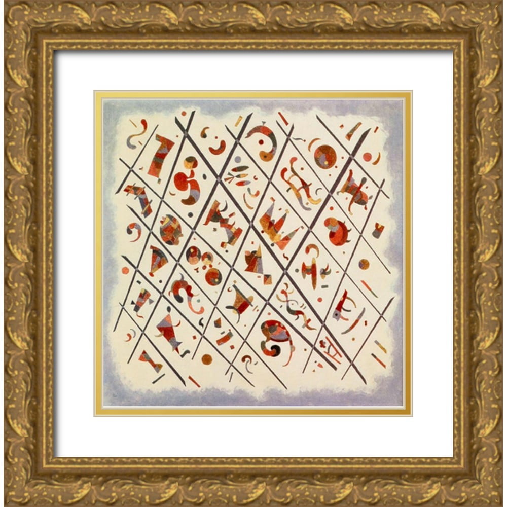 Kandinsky, Wassily 15x15 Gold Ornate Wood Framed with Double Matting Museum Art Print Titled ...