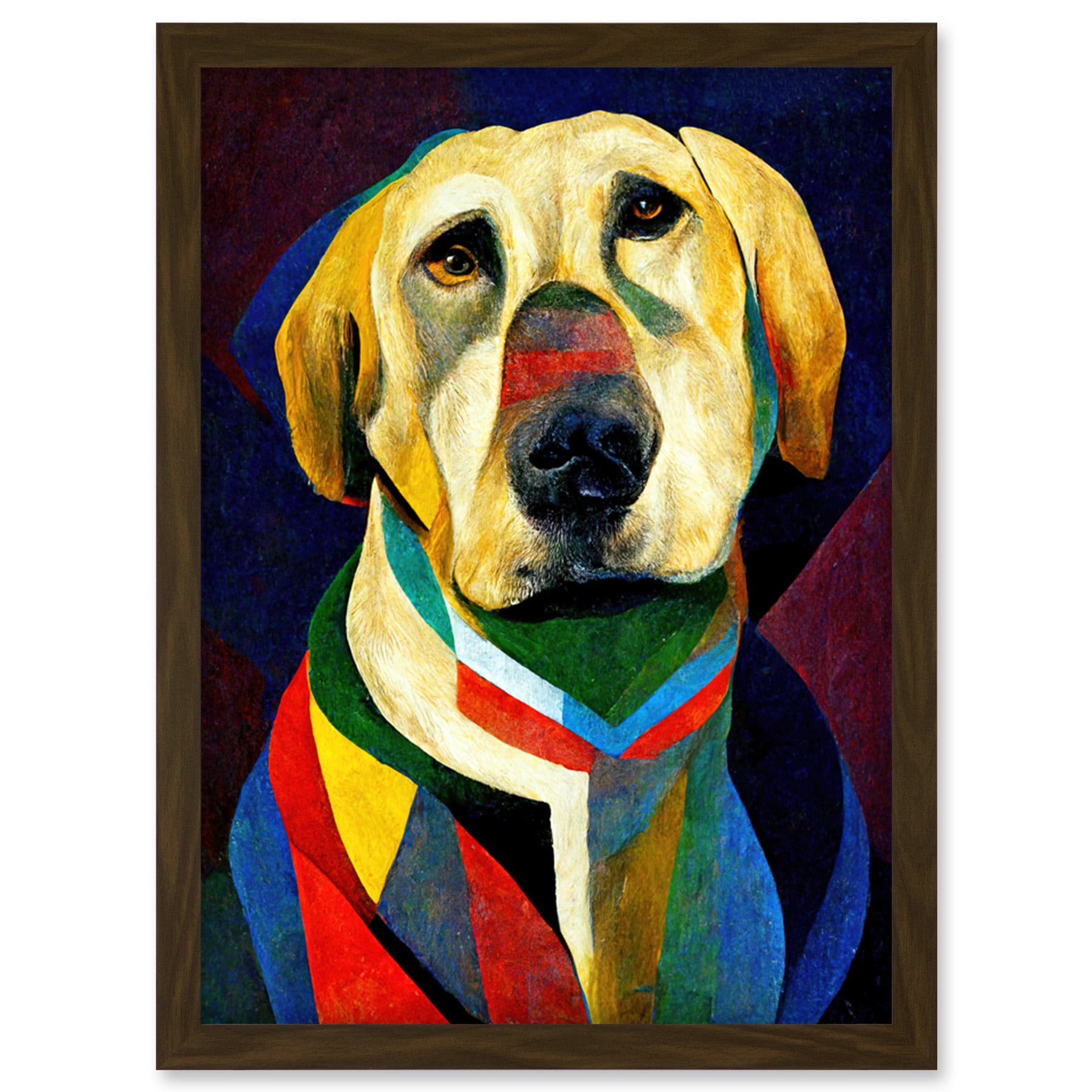 Kandinsky's Dog Abstract Multi-Coloured Oil Painting Artwork Framed ...