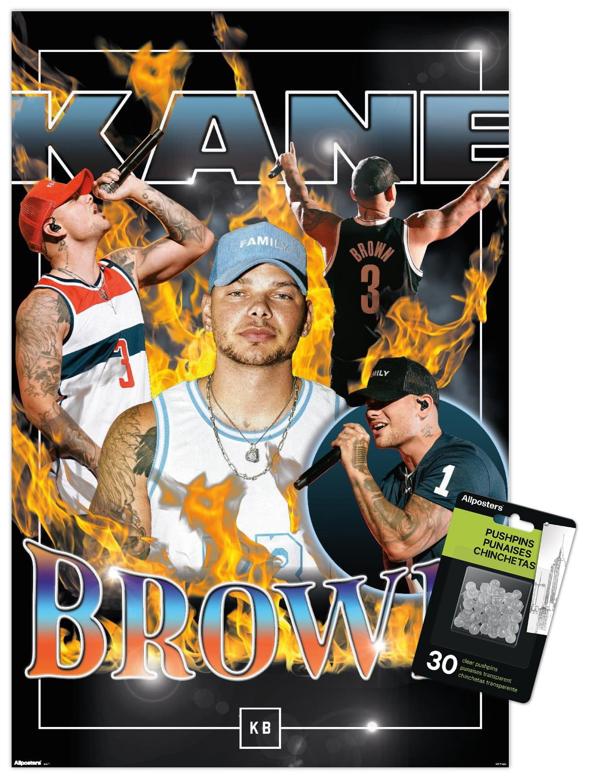 Kane Brown - Fire Wall Poster with Push Pins, 14.725" x 22.375 ...