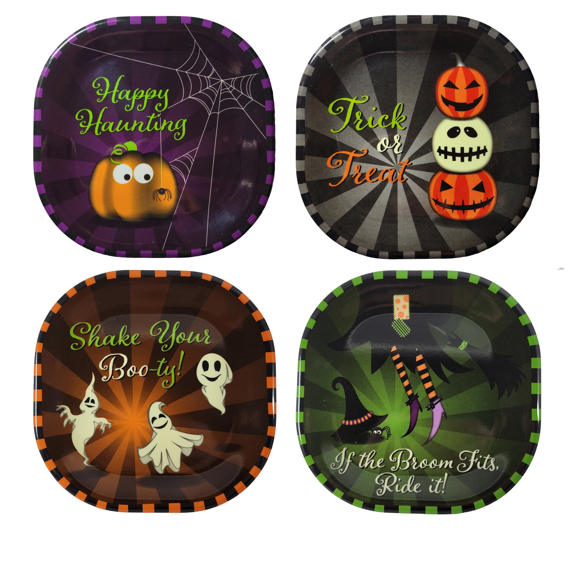 Kane Halloween Melamine Dessert/Appetizer Plates, 8 inch, Set of 4 ...