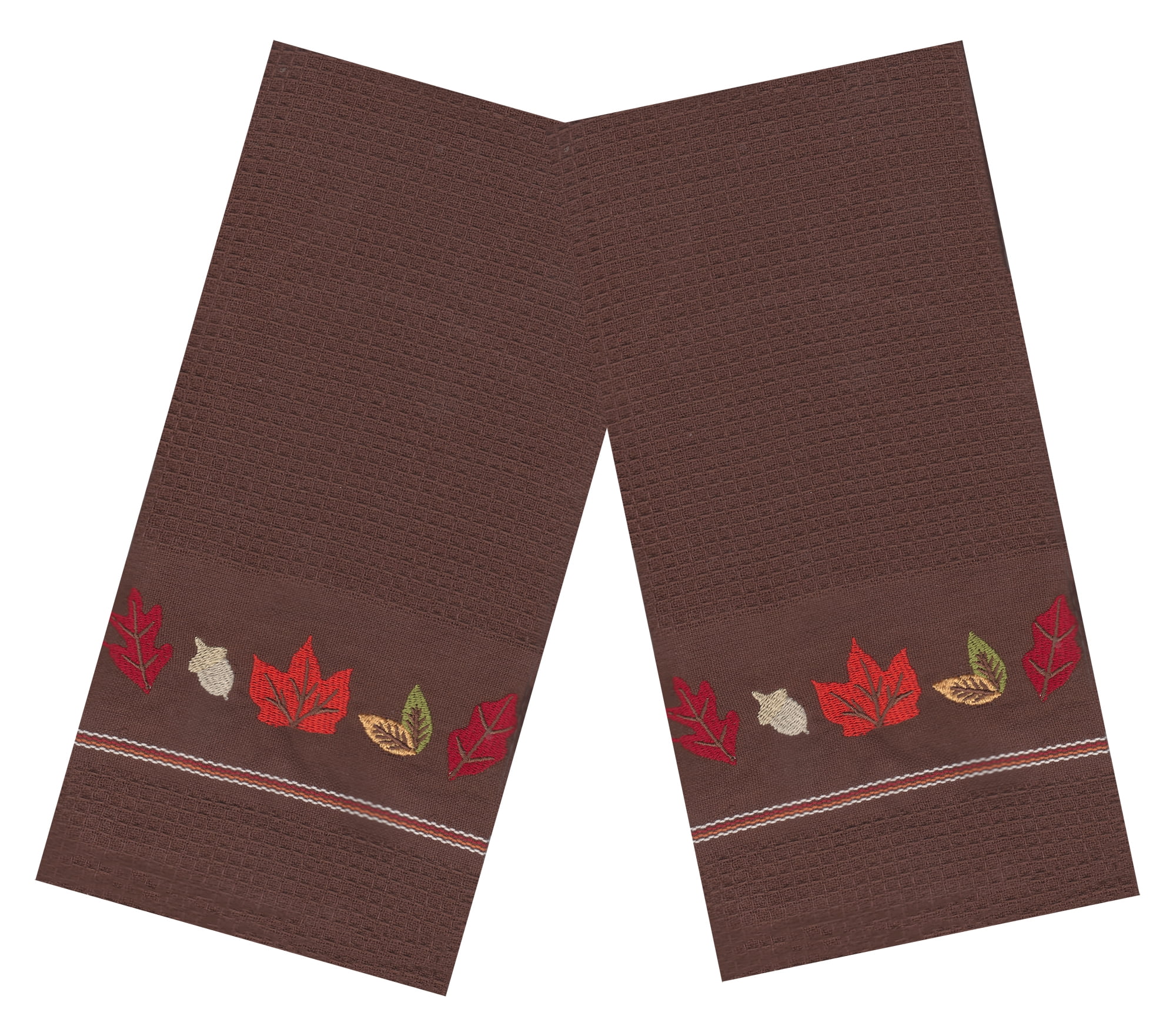 Kane Home Fall Kitchen Towel 2-Piece Set, Waffle Style Brown Autumn ...