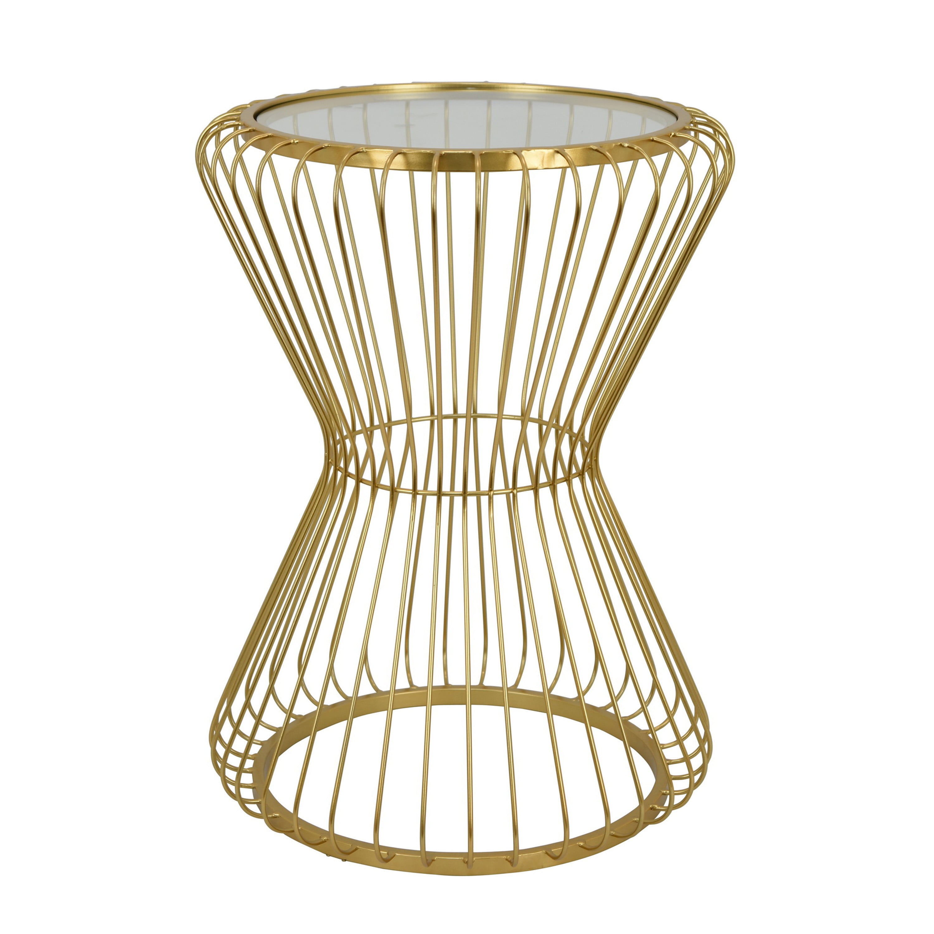 Kane Plant Stand Table, Mirrored, Hourglass Gold Metal Frame, 22 Inch ...