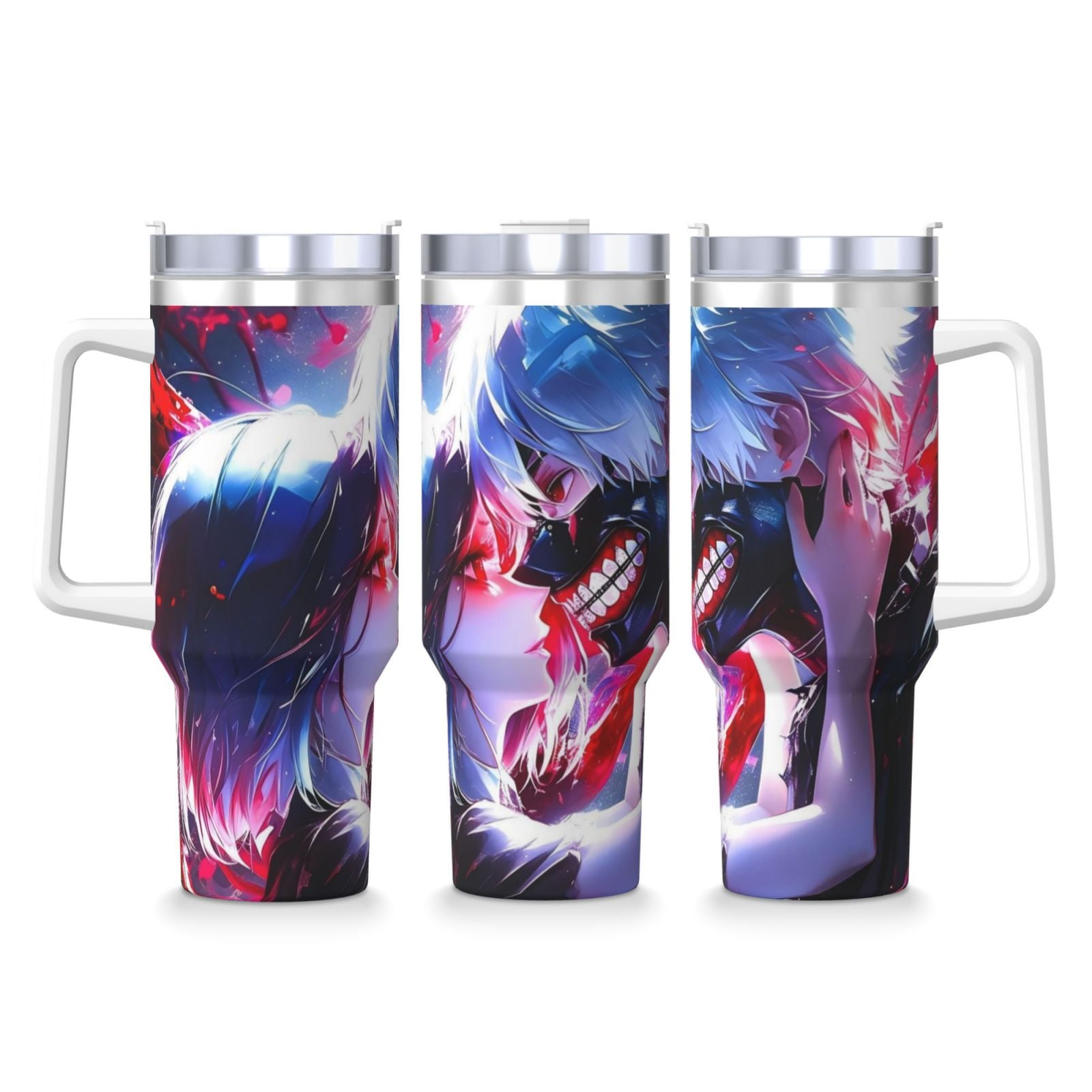 Kaneki Ken 40 OZ Ice Bully Cup with Handle Straw Lid, Double Wall ...