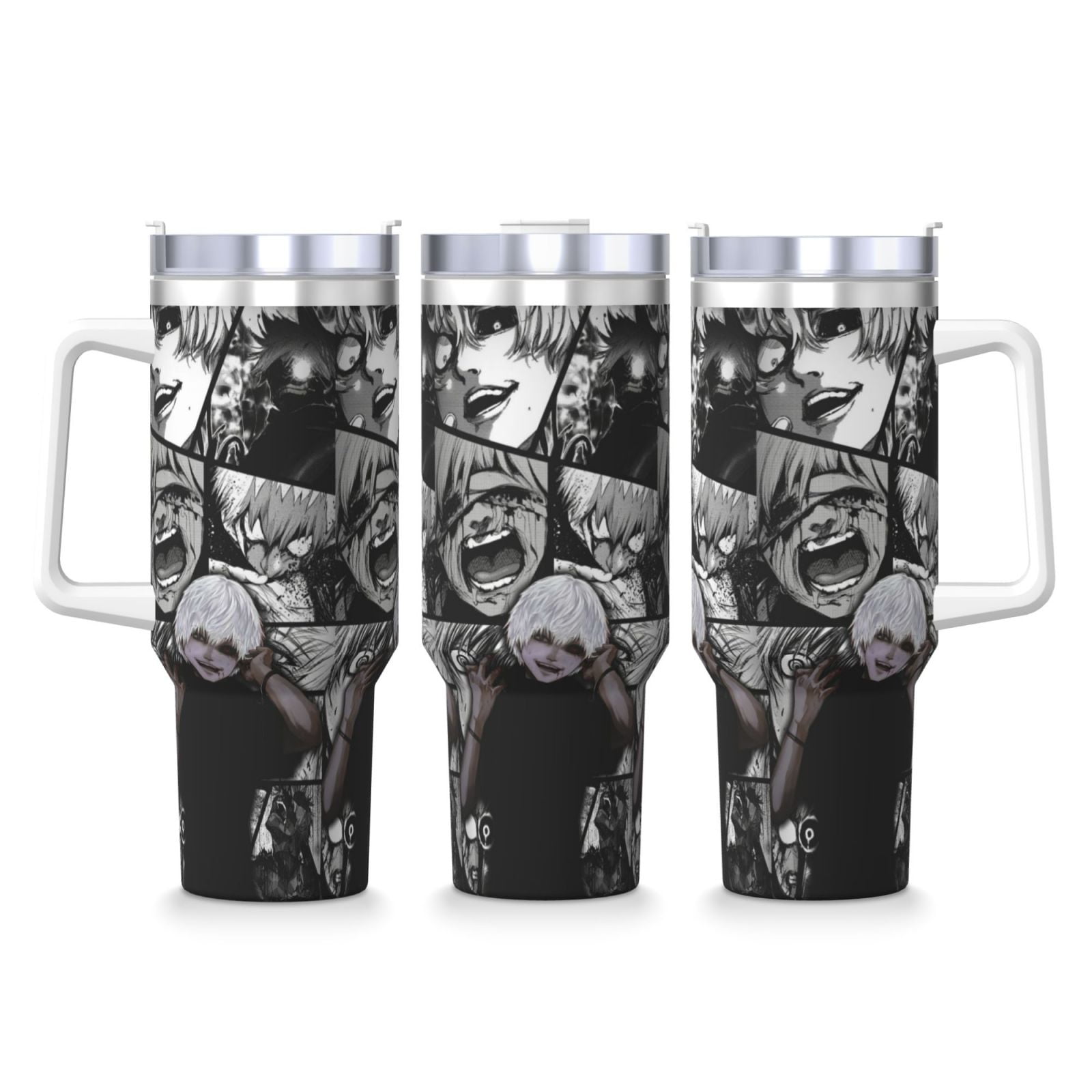 Kaneki Ken 40 OZ Ice Bully Cup with Handle Straw Lid, Double Wall ...