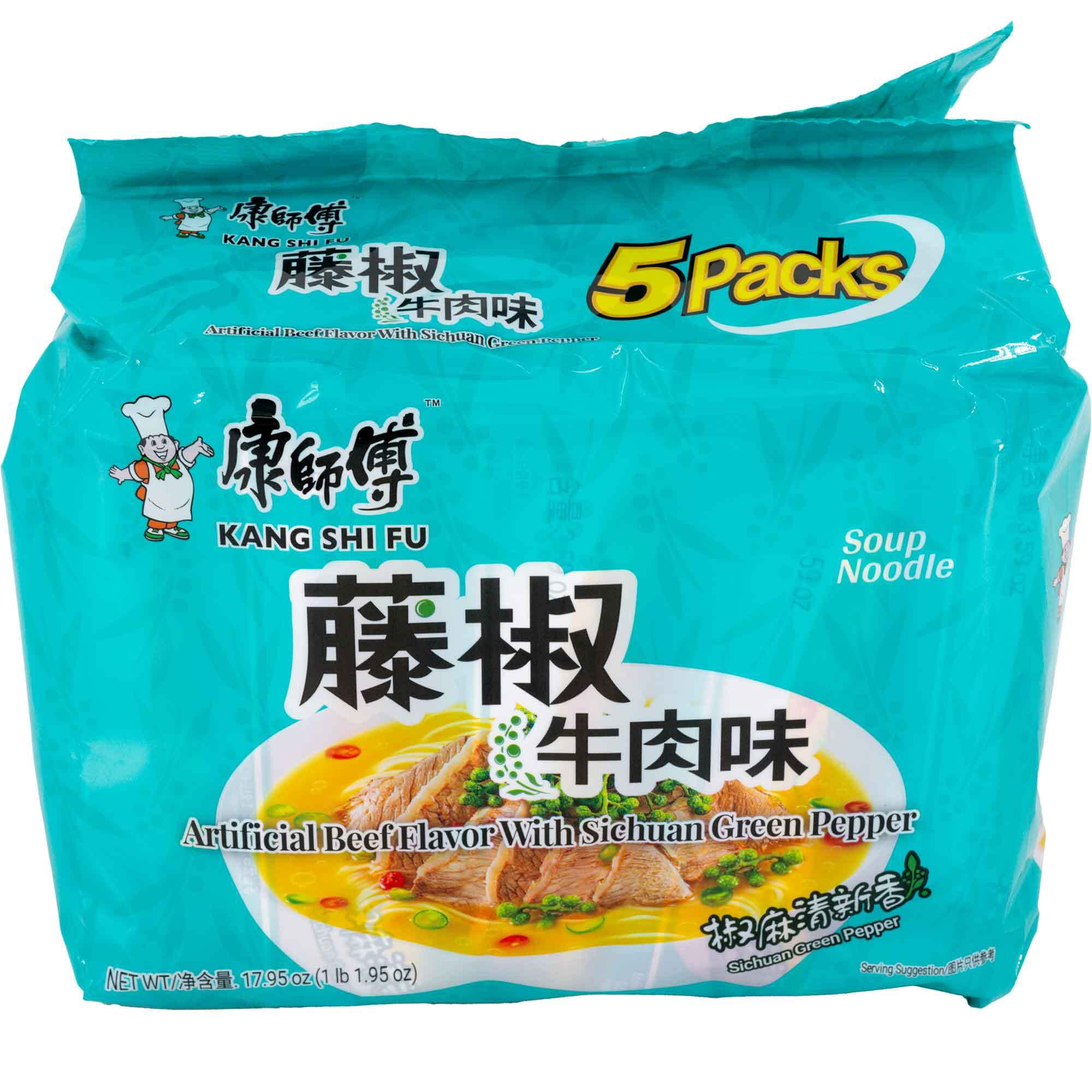 Kang Shi Fu Instant Noodle 5 Pack Scichuan Green Pepper Beef Flavor
