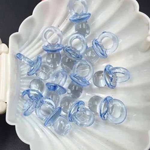 KangQi 50 Pcs Clear Acrylic Mini Pacifiers Baby Shower Party Favor Girl ...