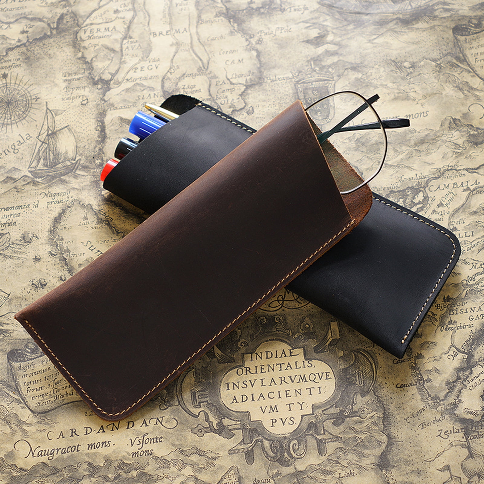 KangQi Dust Proof Glasses Case Soft Surface Faux Leather Full ...