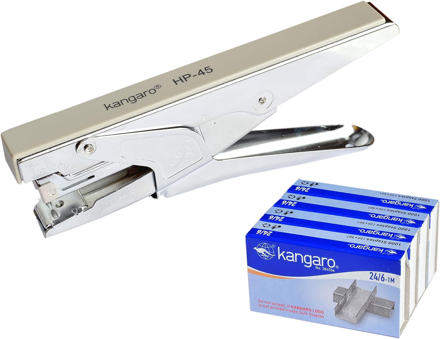 Kangaro HP-45 Desk Essentials All Metal Stapler, Sturdy & Durable, 24/6 ...