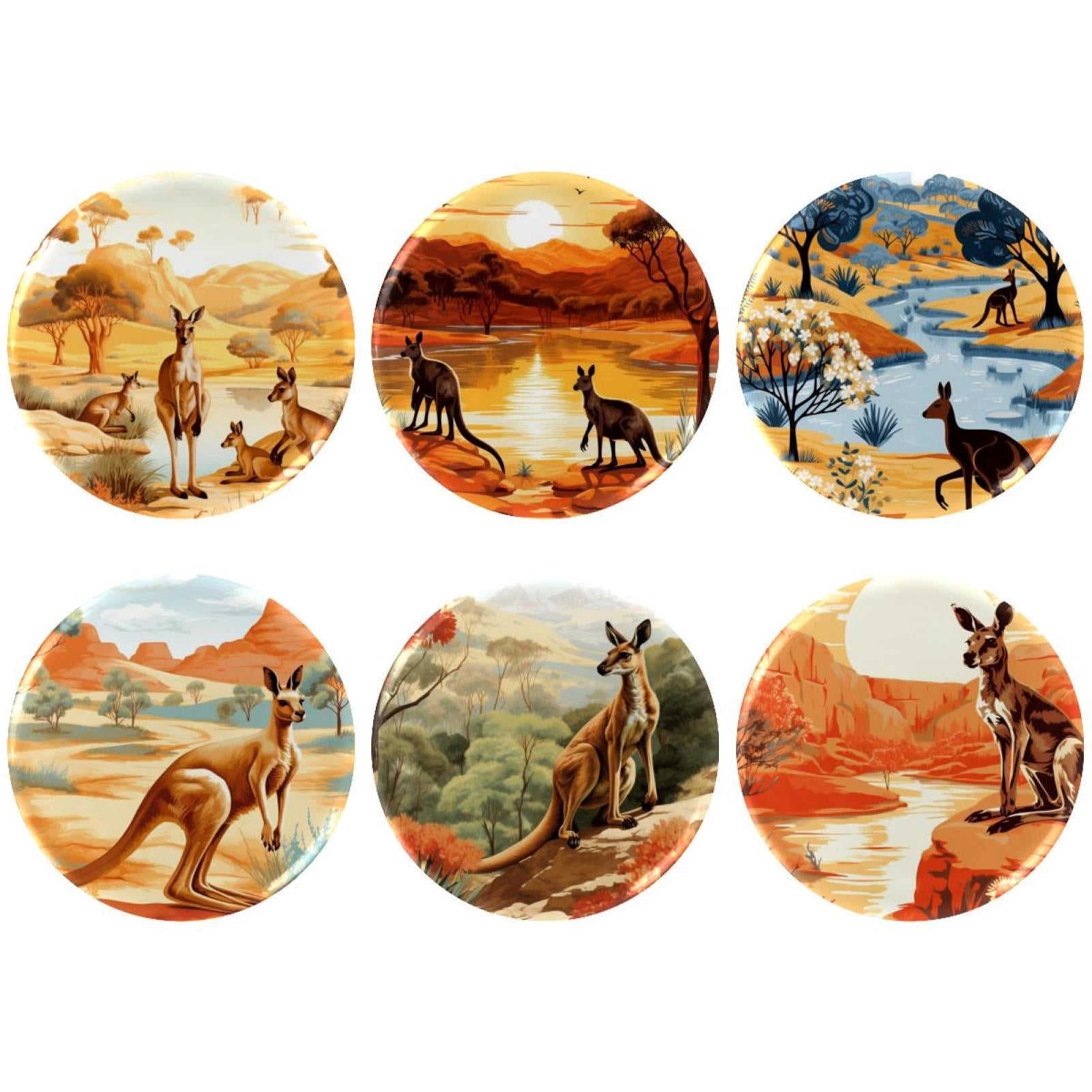 Kangaroo 6PCS Badges with Pins for Backpacks Parties Ties Hats ...