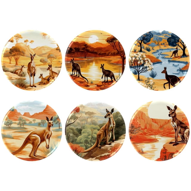 Kangaroo 6PCS Badges with Pins for Backpacks Parties Ties Hats ...