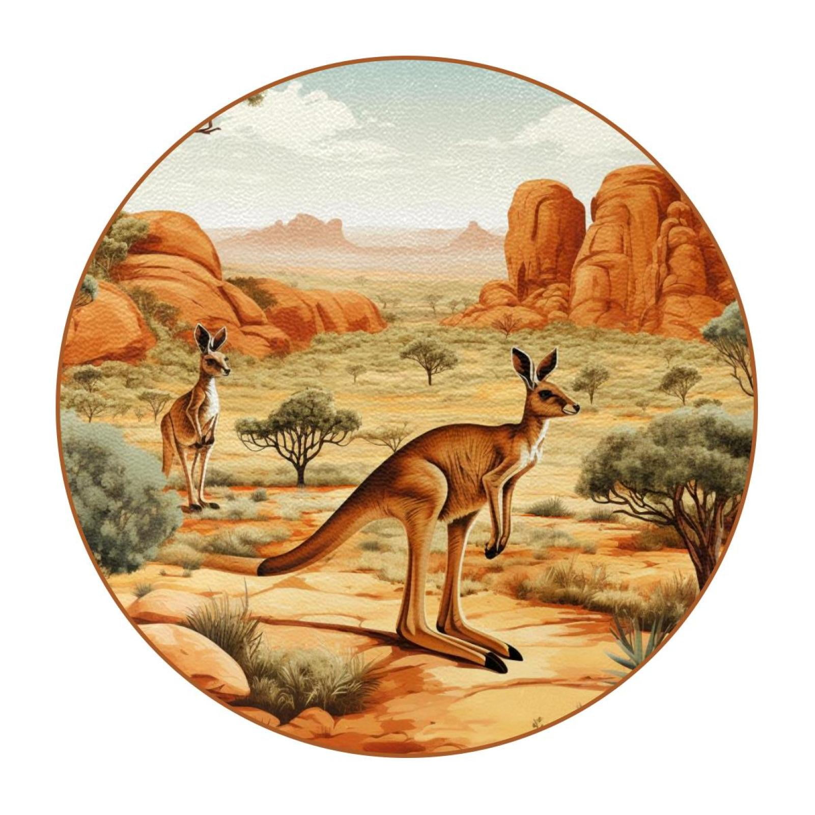 Kangaroo 6PCS Round Microfiber Leather Coasters Set, 11x11 cm/4.3x4.3 ...