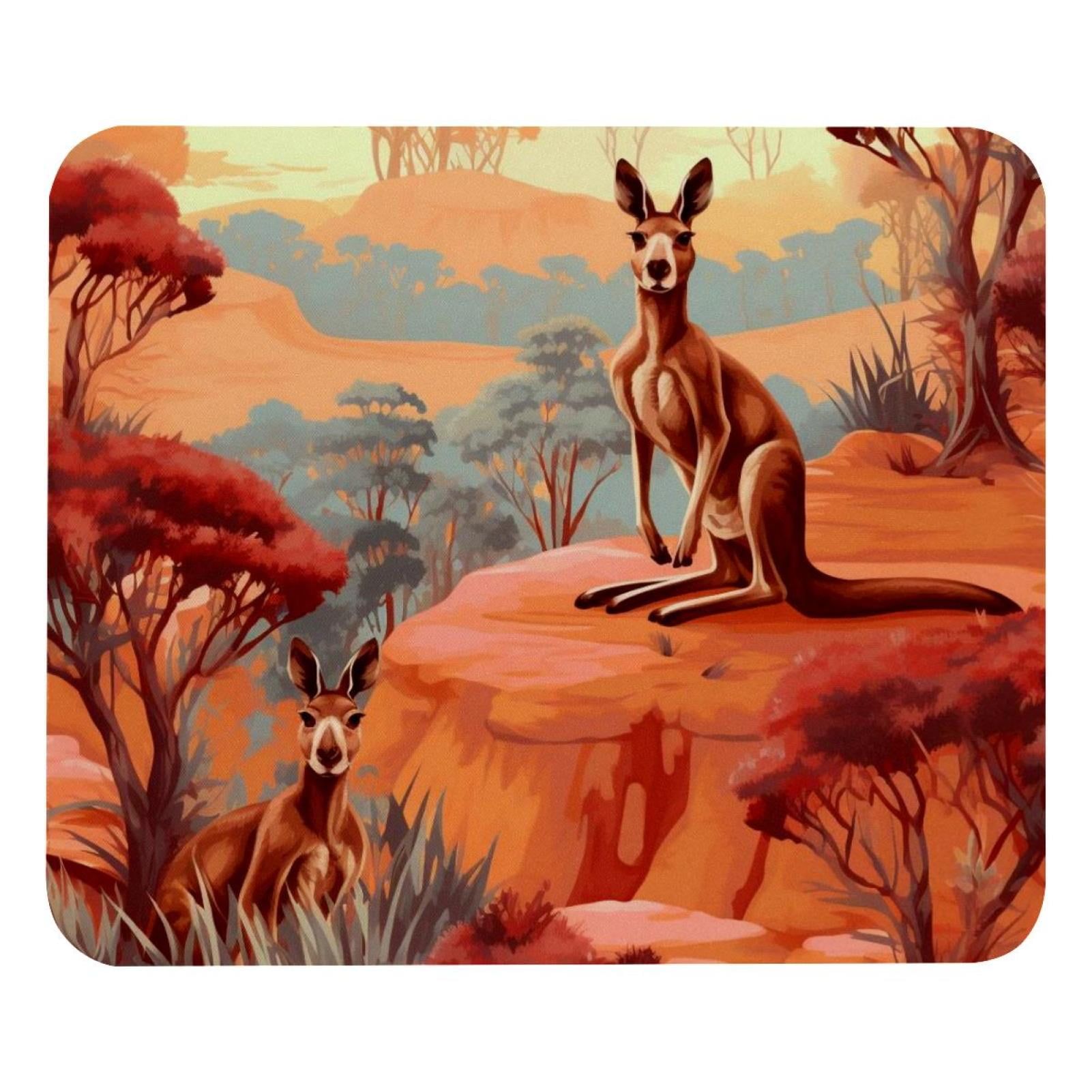 Kangaroo 8.3x9.8 Inch Square Non-Slip Rubber Bottom Mouse Pad, Desk Pad, Desk Mat - Printed ...