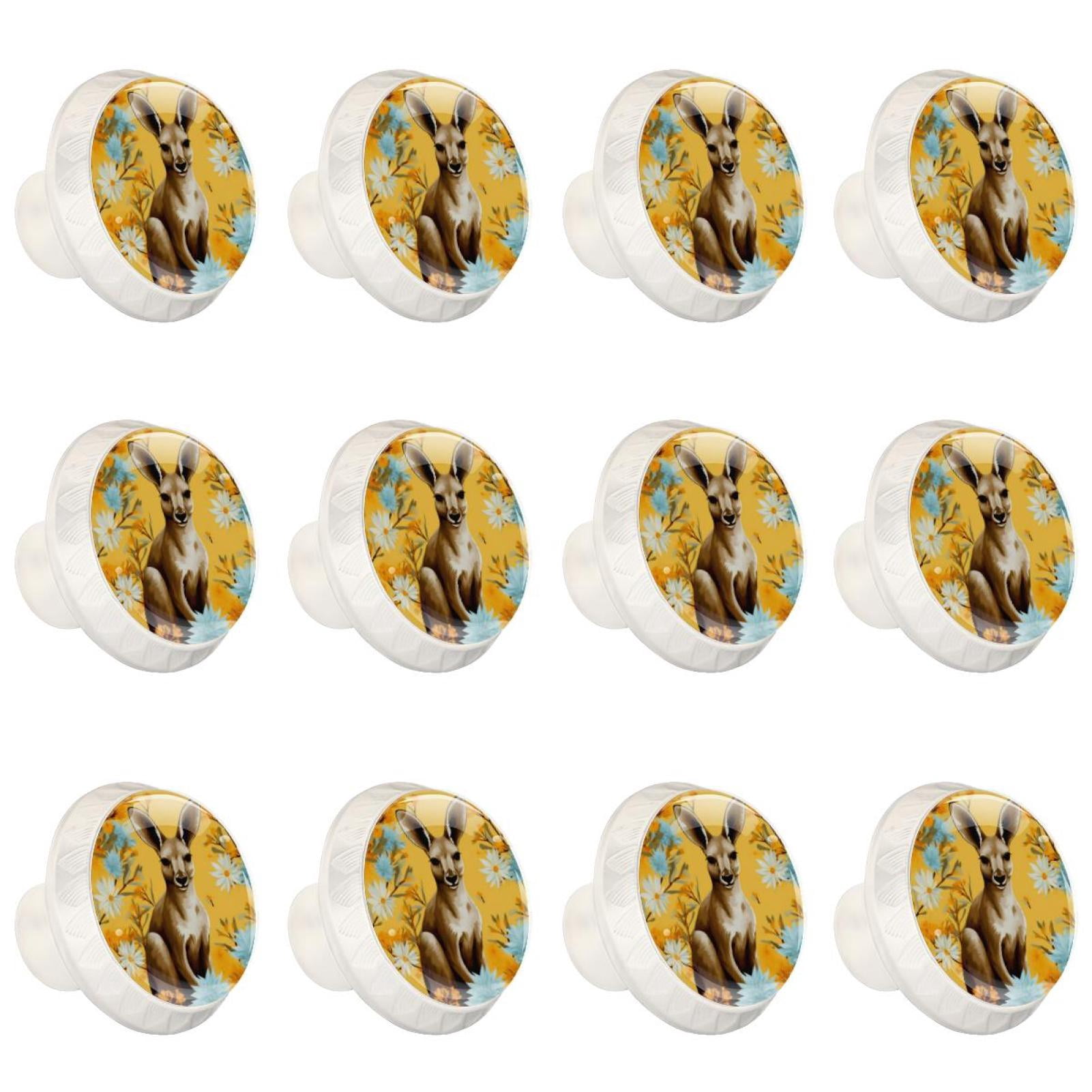 Kangaroo Animal 12 Pcs White Round Drawer Pulls with Screws,ABS and ...