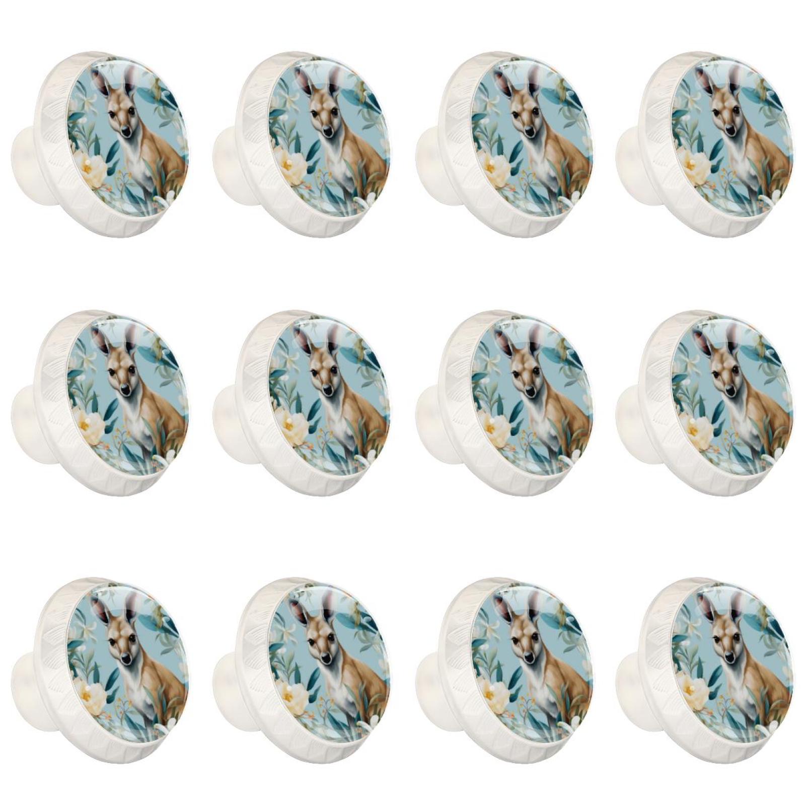 Kangaroo Animal 12 Pcs White Round Drawer Pulls with Screws,ABS and ...