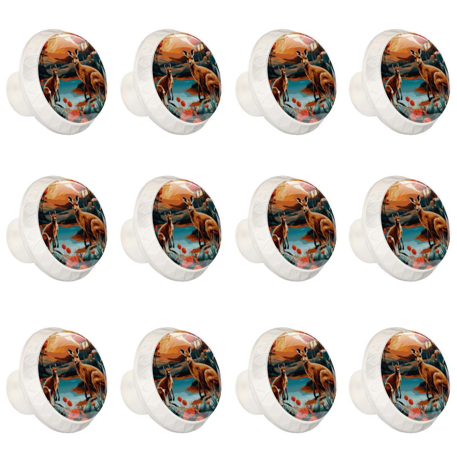 Kangaroo Animal 12 Pcs White Round Drawer Pulls with Screws,ABS and ...