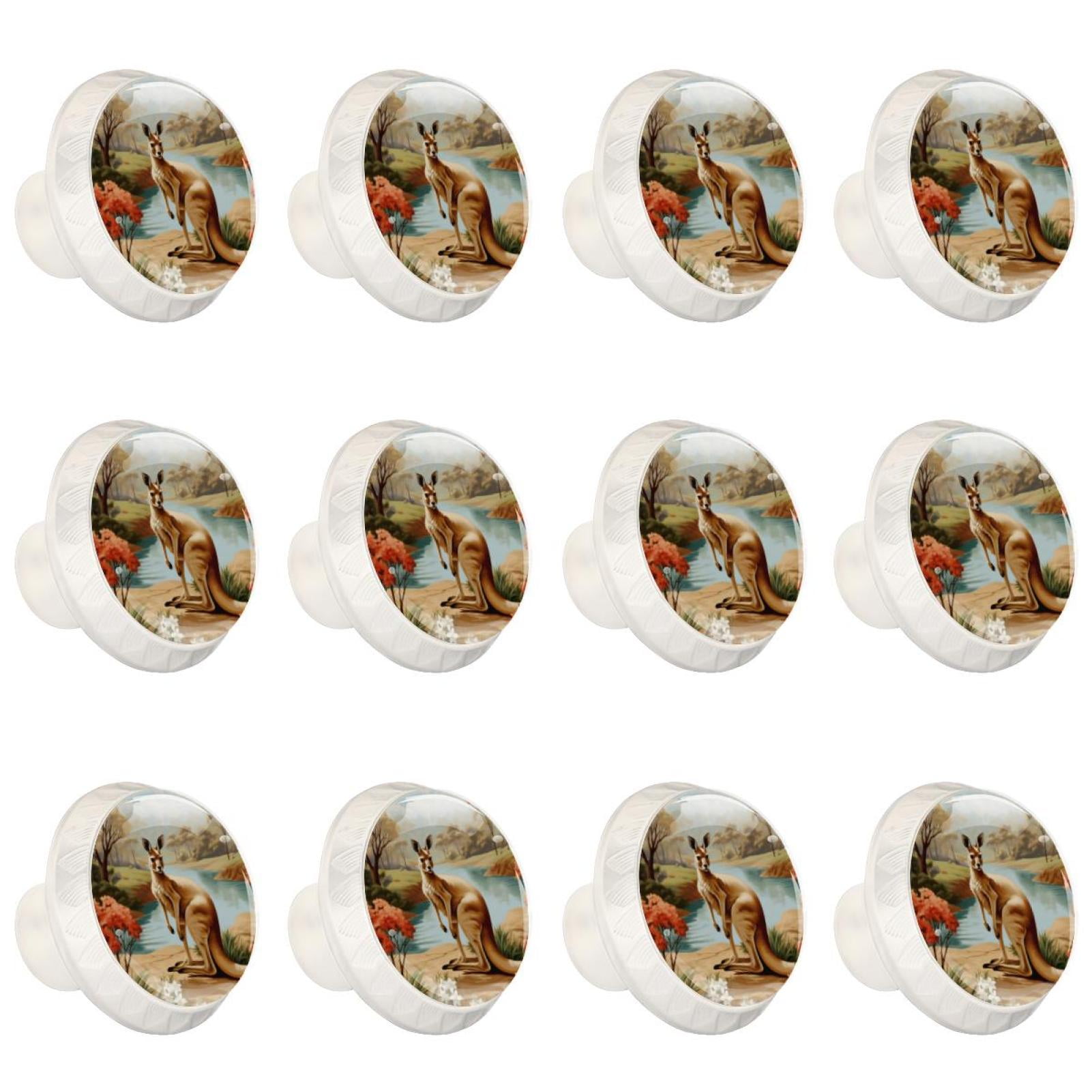 Kangaroo Animal 12 Pcs White Round Drawer Pulls with Screws,ABS and ...
