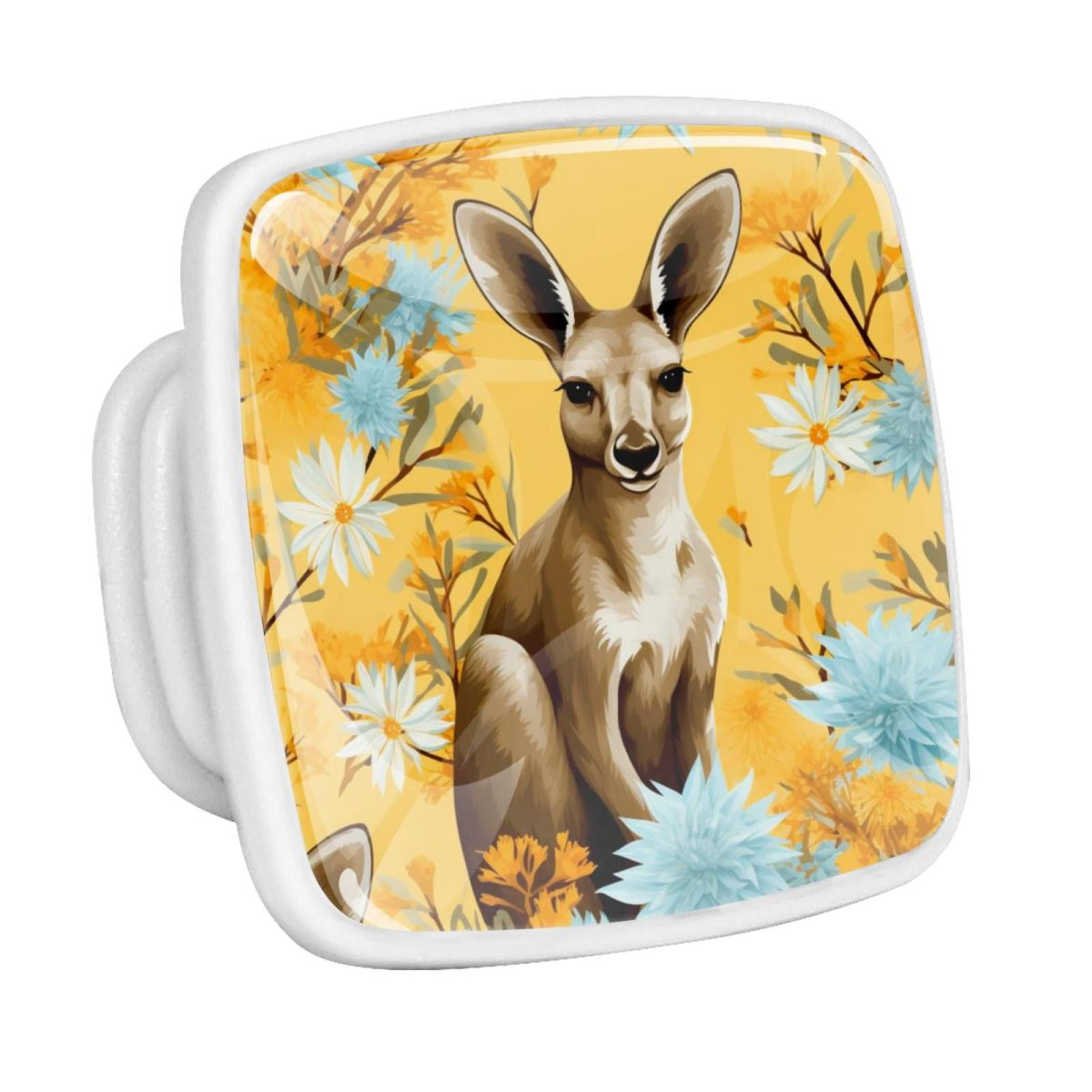 Kangaroo Animal Fluorescent Drawer Pulls with Screws Square 4-Pack Glow ...