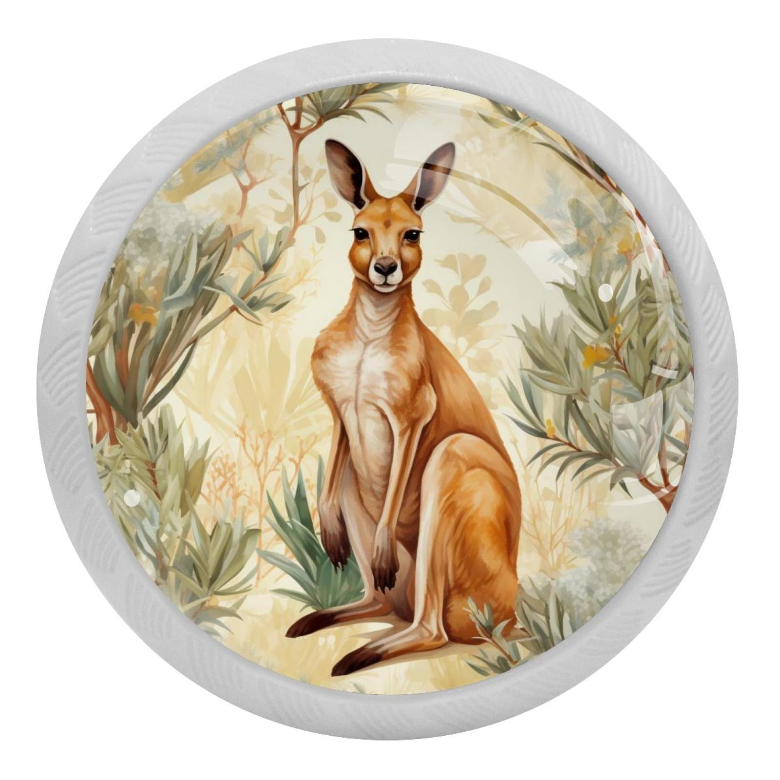 Kangaroo Animal Pattern 4PCS Cabinet Knobs Pulls Fluorescent Drawer ...