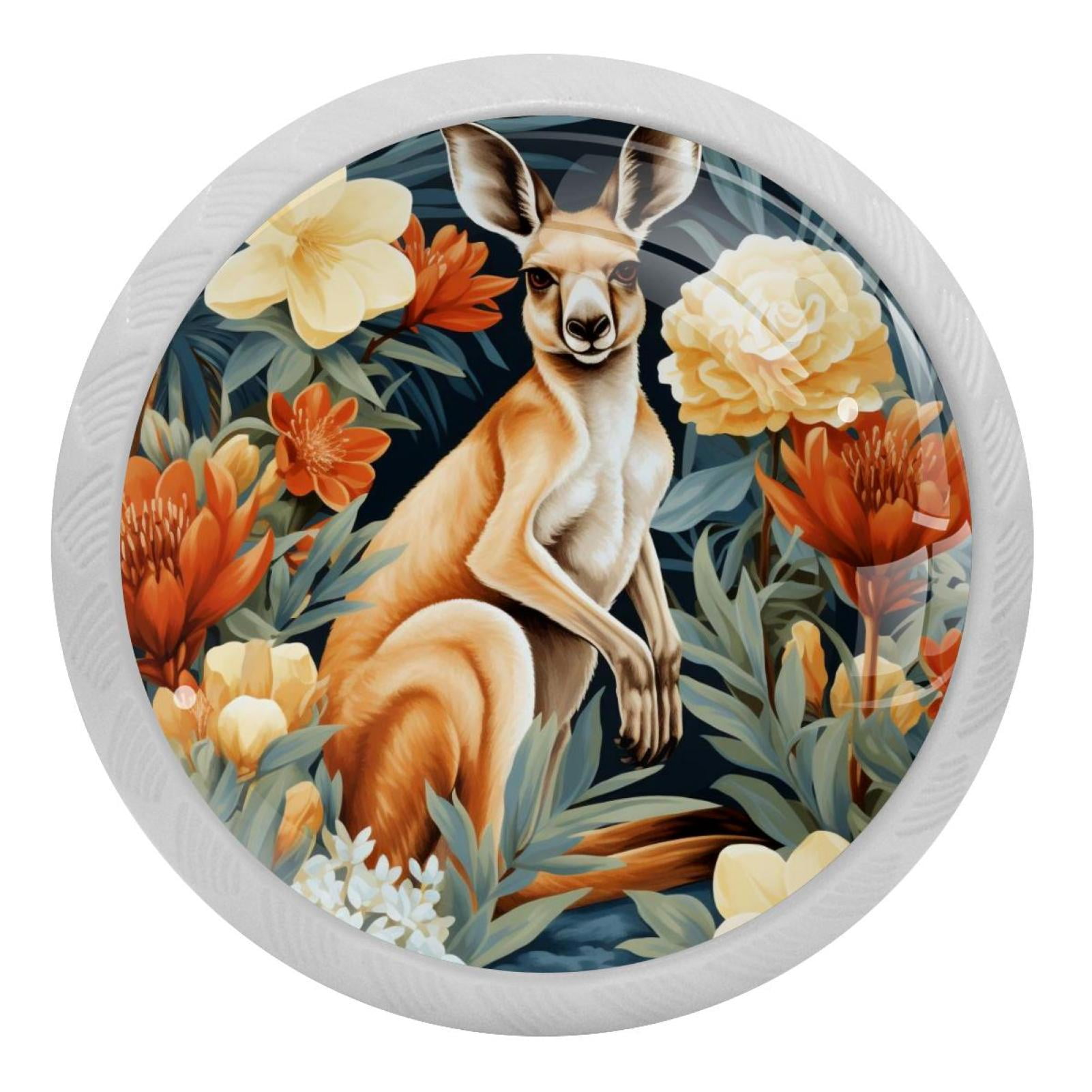 Kangaroo Animal Pattern 4PCS Cabinet Knobs Pulls Fluorescent Drawer ...