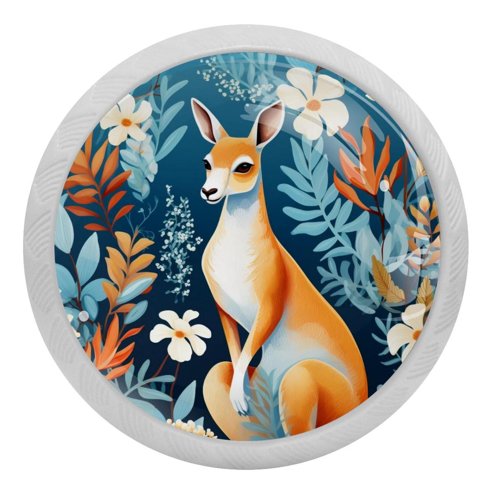Kangaroo Animal Pattern 4PCS Cabinet Knobs Pulls Fluorescent Drawer ...