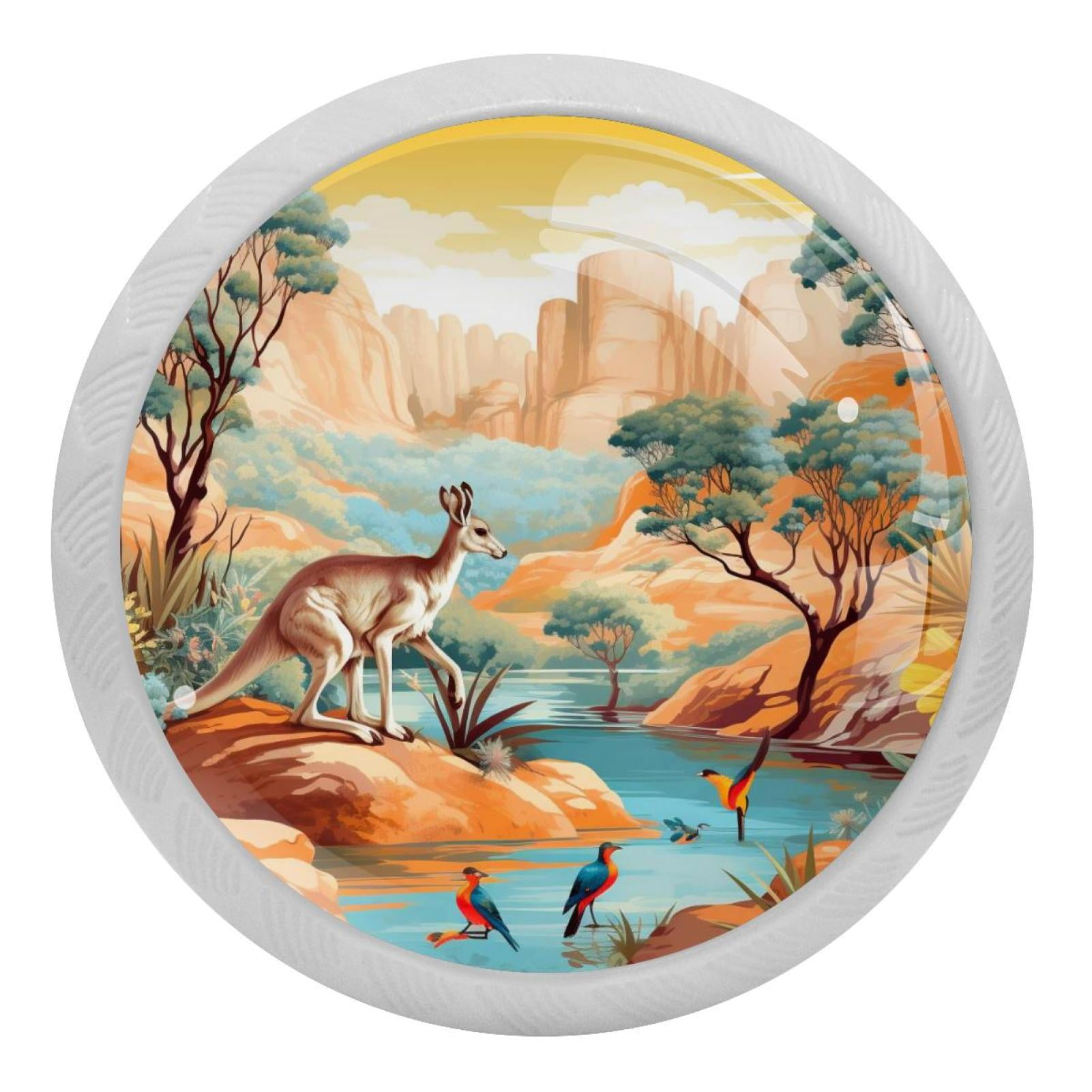 Kangaroo Animal Pattern 4PCS Cabinet Knobs Pulls Fluorescent Drawer ...