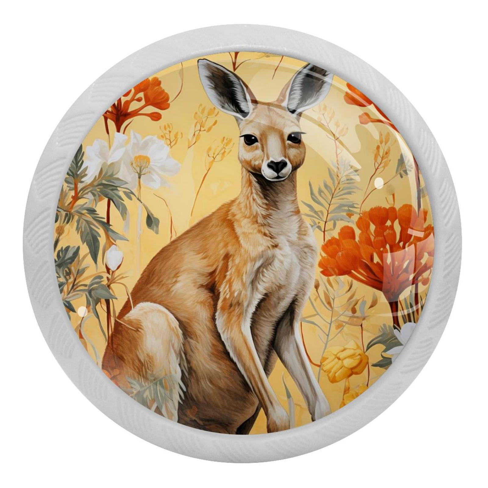 Kangaroo Animal Pattern 4PCS Cabinet Knobs Pulls Fluorescent Drawer ...
