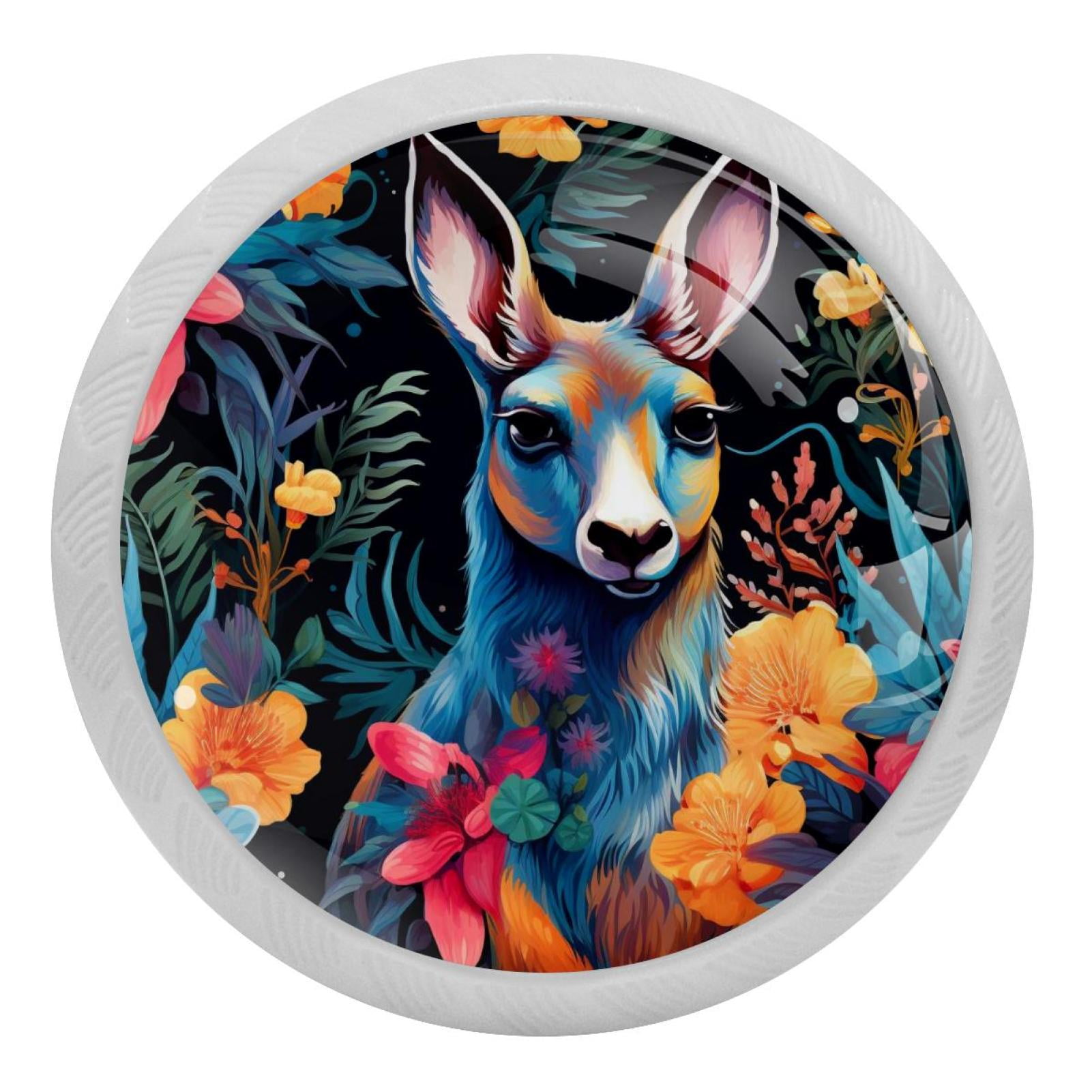 Kangaroo Animal Pattern 4PCS Cabinet Knobs Pulls Fluorescent Drawer ...