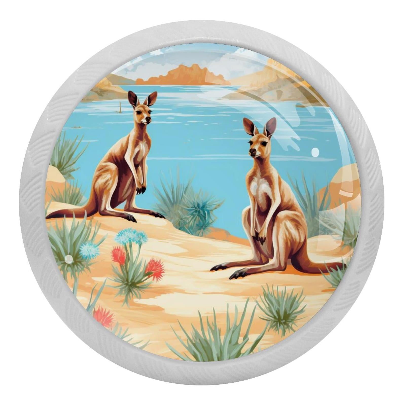 Kangaroo Animal Pattern 4PCS Cabinet Knobs Pulls Fluorescent Drawer ...