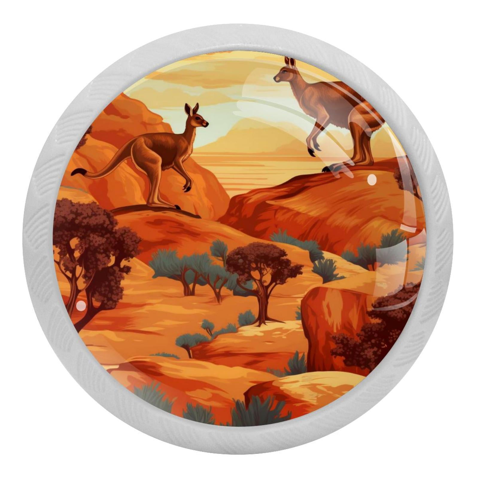 Kangaroo Animal Pattern 4PCS Cabinet Knobs Pulls Fluorescent Drawer ...