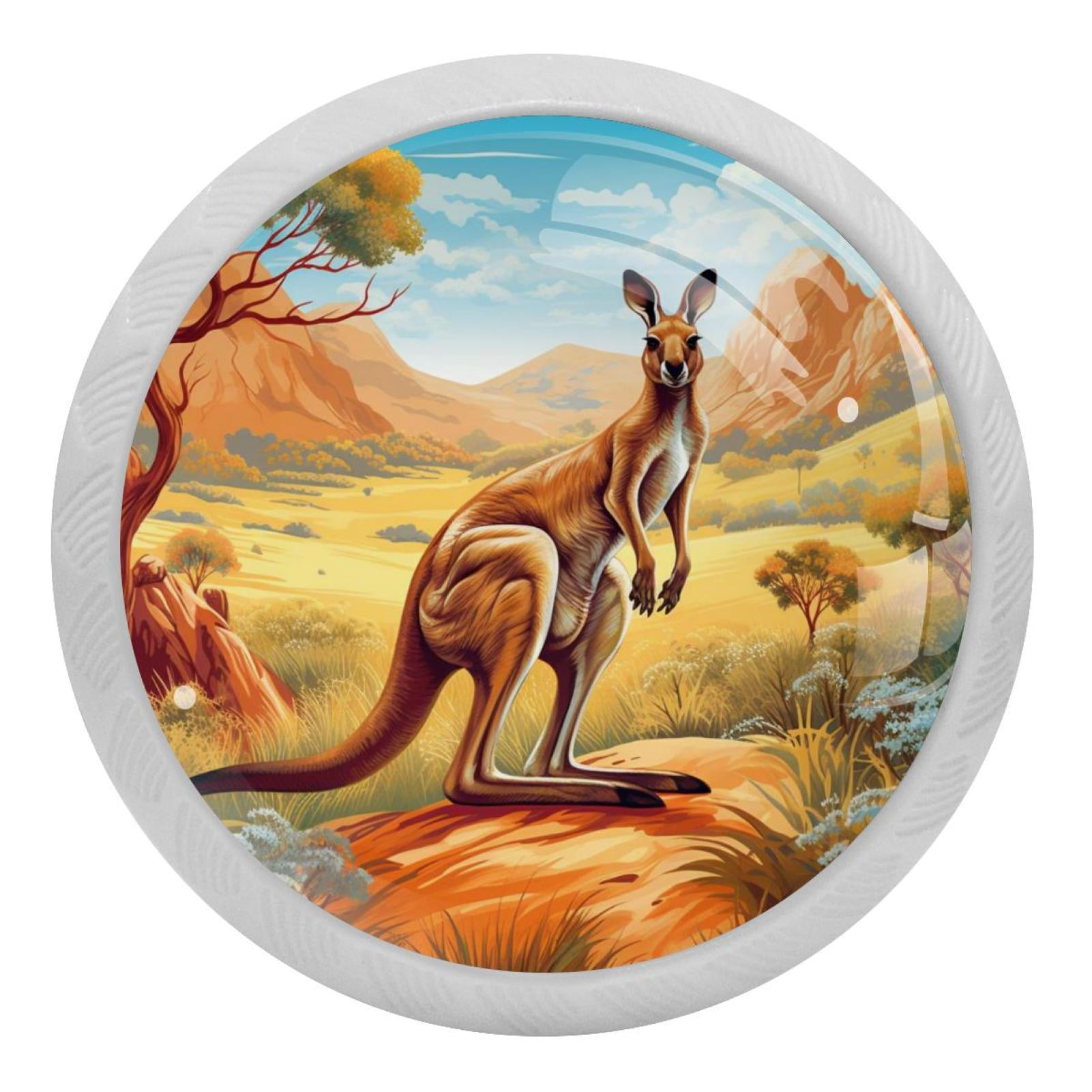 Kangaroo Animal Pattern 4PCS Cabinet Knobs Pulls Fluorescent Drawer ...