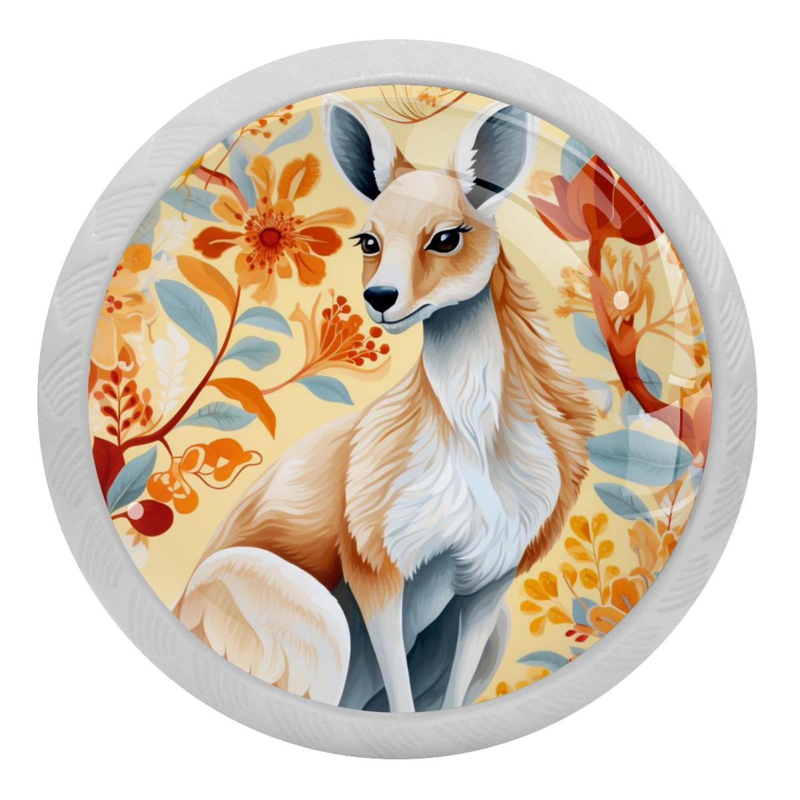 Kangaroo Animal Pattern 4PCS Cabinet Knobs Pulls Fluorescent Drawer ...
