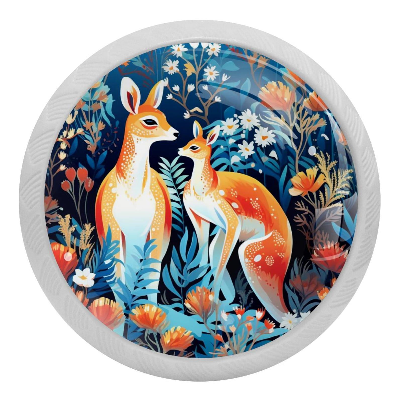 Kangaroo Animal Pattern 4PCS Cabinet Knobs Pulls Fluorescent Drawer ...