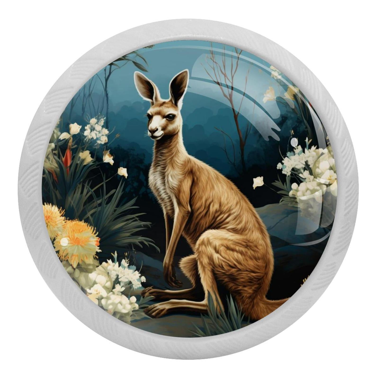 Kangaroo Animal Pattern 4PCS Cabinet Knobs Pulls Fluorescent Drawer ...