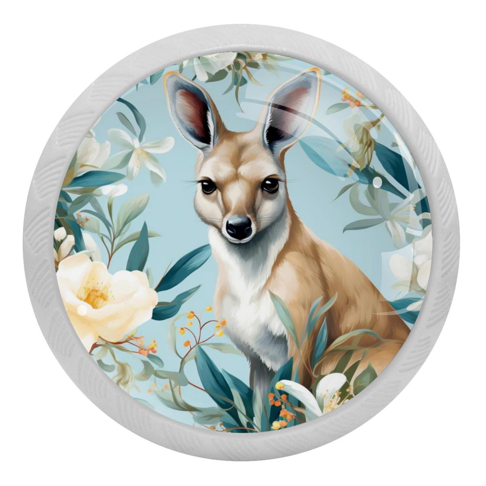 Kangaroo Animal Pattern 4PCS Cabinet Knobs Pulls Fluorescent Drawer ...