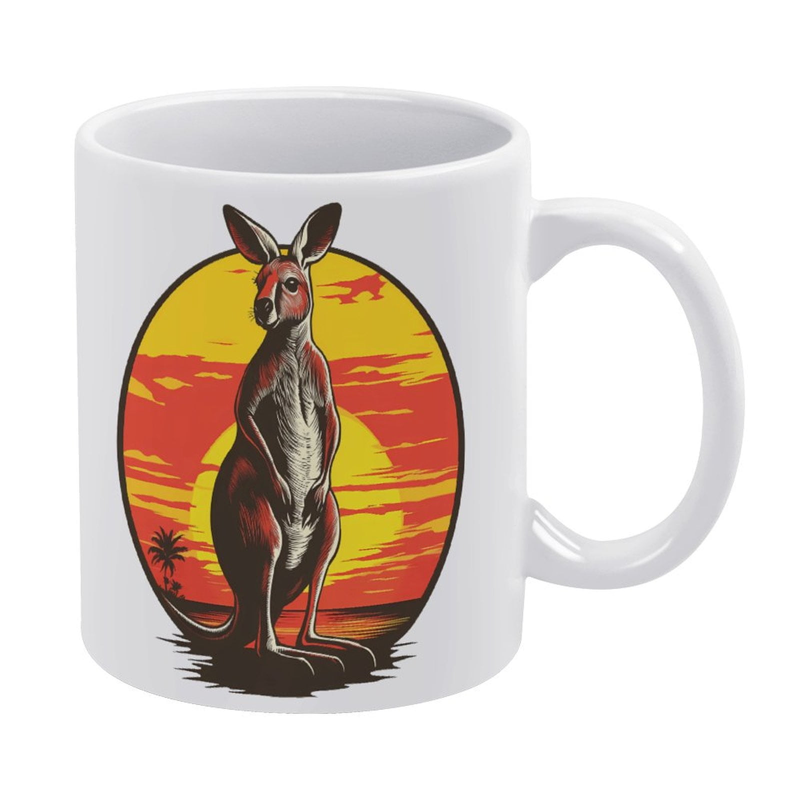 Kangaroo Animals Retro Sunset 11oz Coffee Mug with Handles Ceramic Tea ...