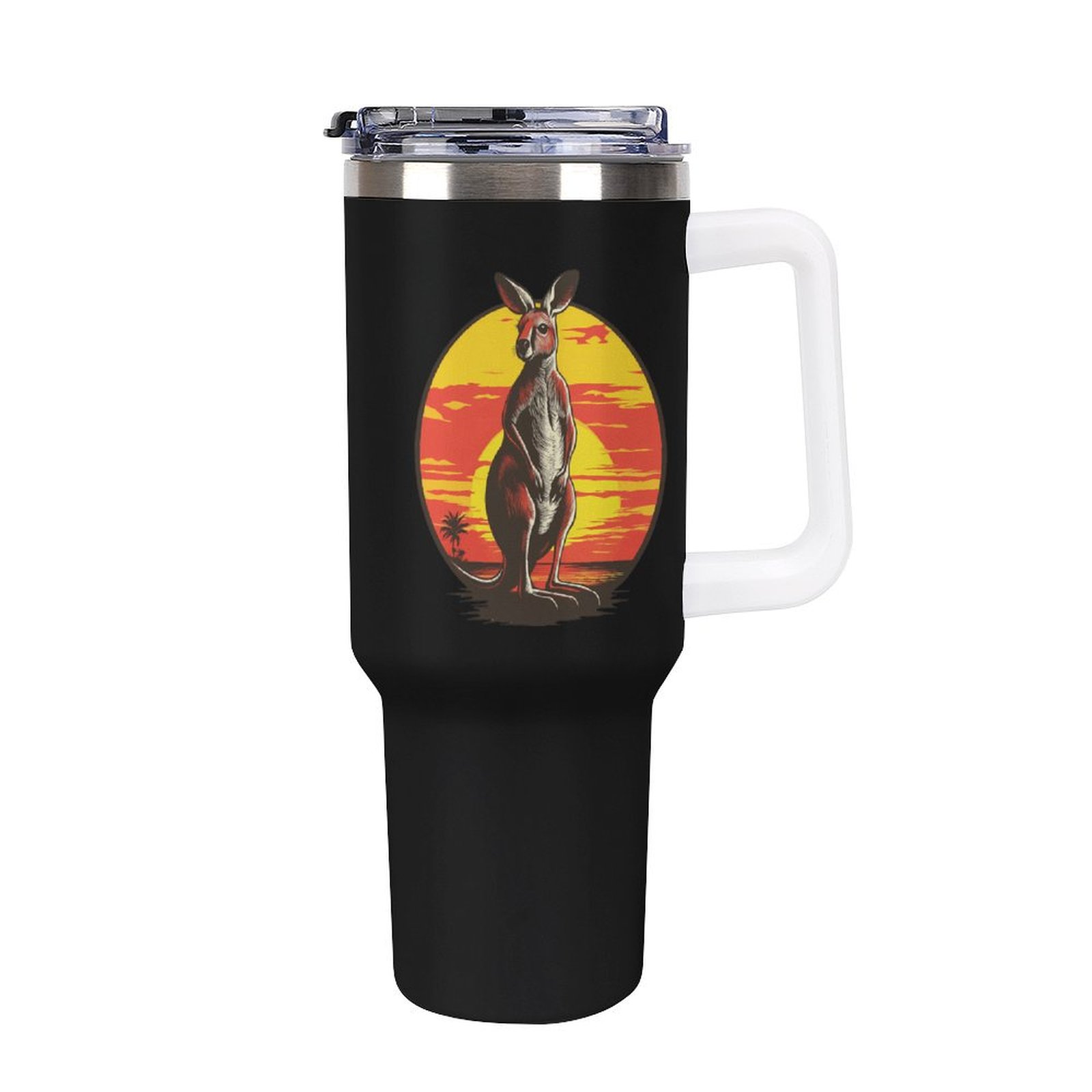 Kangaroo Animals Retro Sunset 40 oz Tumbler with Handle and Straw ...