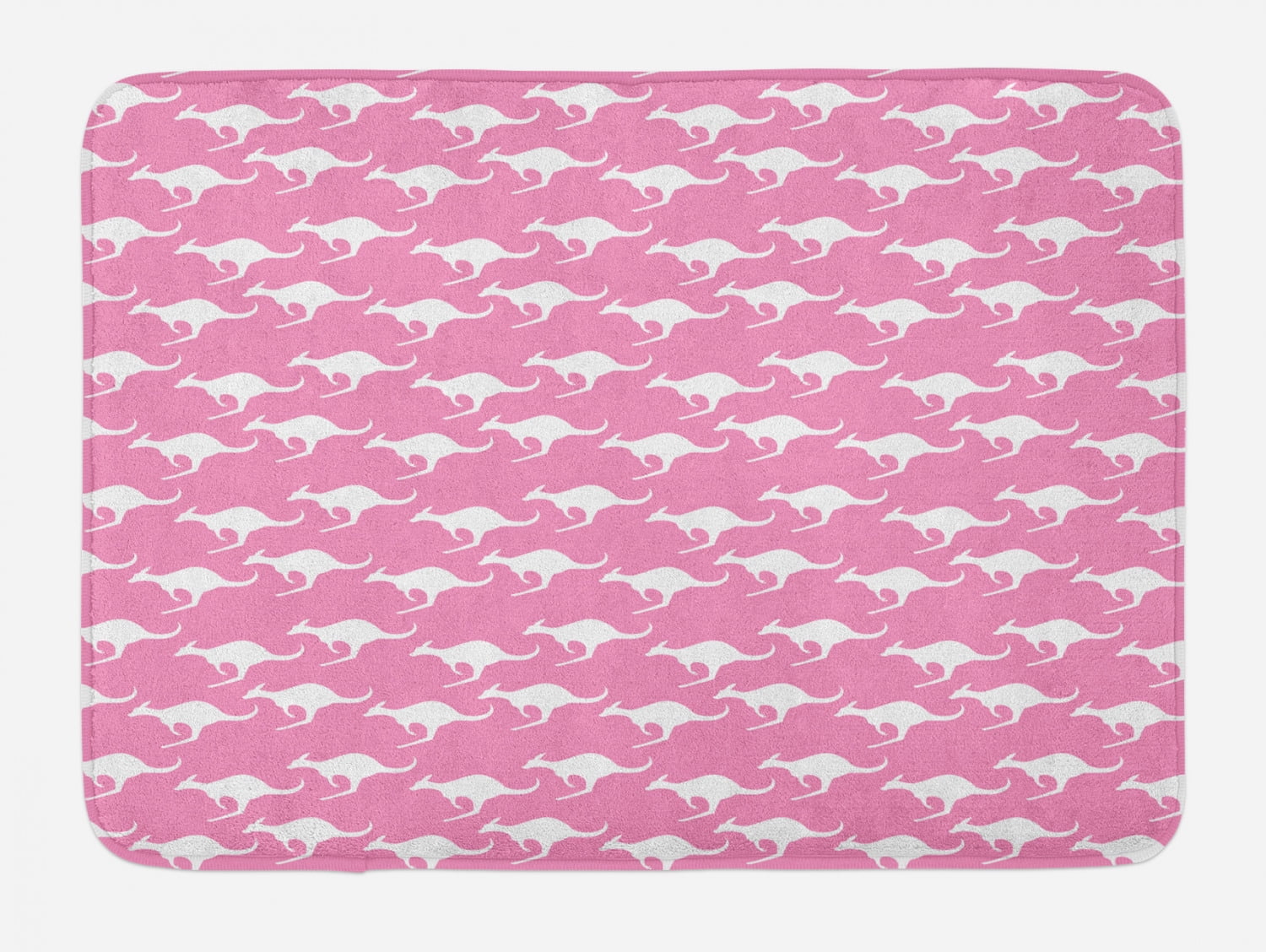 Kangaroo Bath Mat, Silhouette of Jumping Adult Kangaroo Animal Pattern ...
