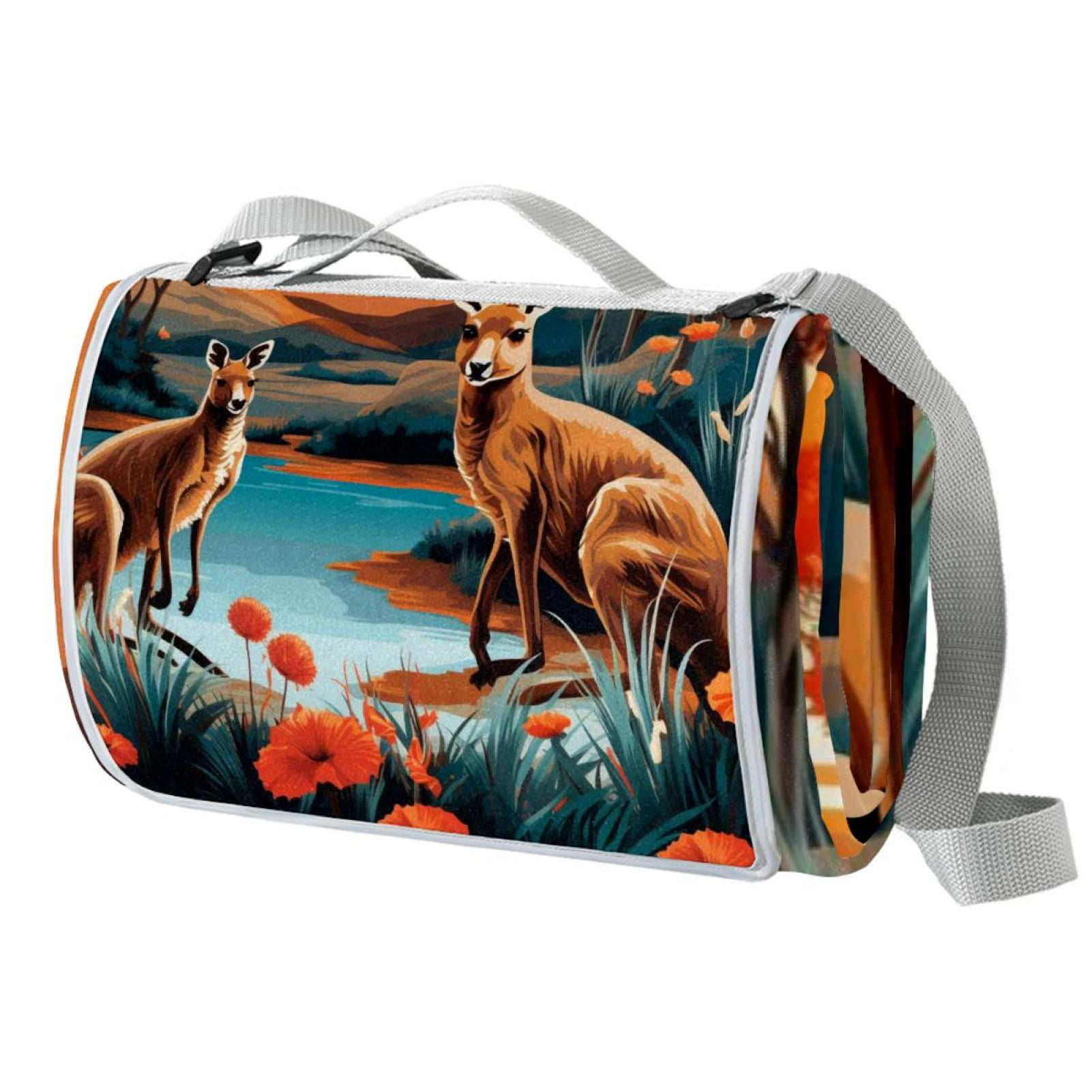 Kangaroo Canvas Picnic Mat for Outdoor Activities and Beach Trips with ...