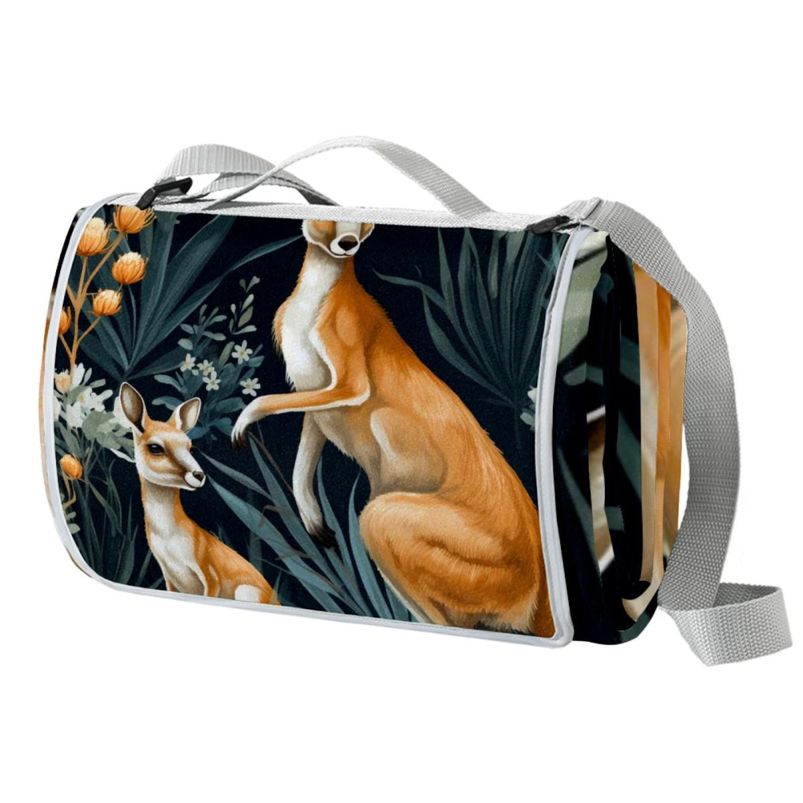 Kangaroo Canvas Picnic Mat - Waterproof Beach Blanket for Outdoor ...