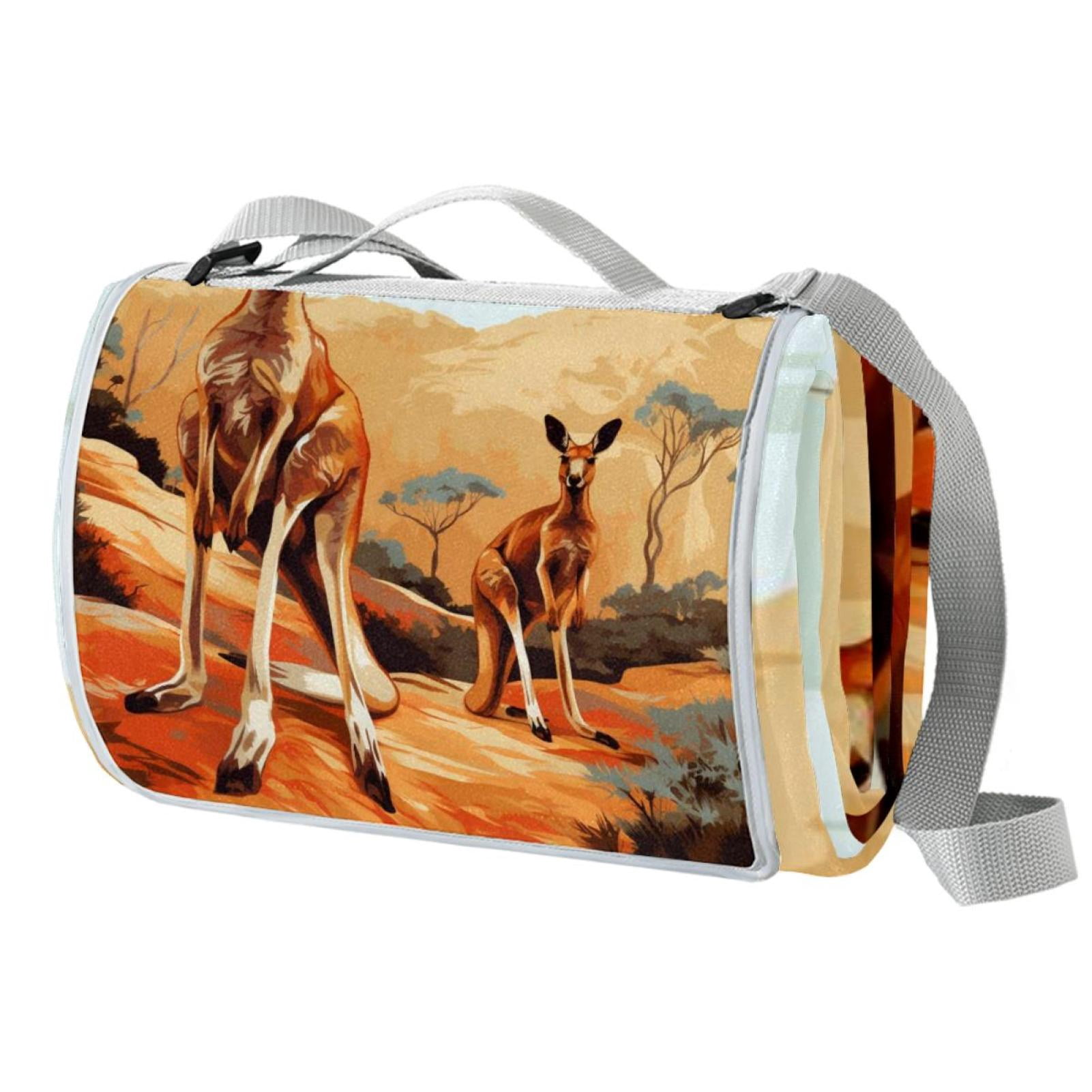 Kangaroo Canvas Picnic Mat - Waterproof Outdoor Blanket for Park, Beach ...