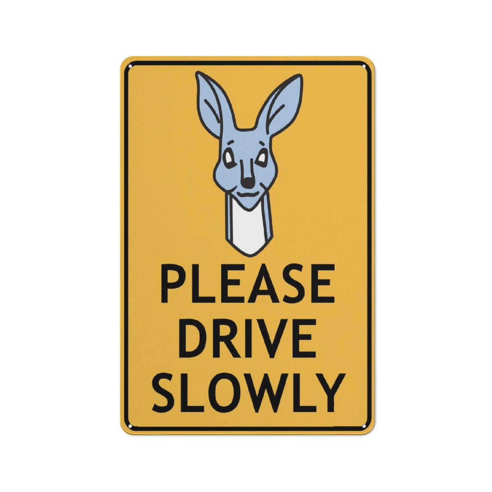 Kangaroo Cartoon Please Drive Slowly Sign Warning Tin Sign Home Kitchen ...