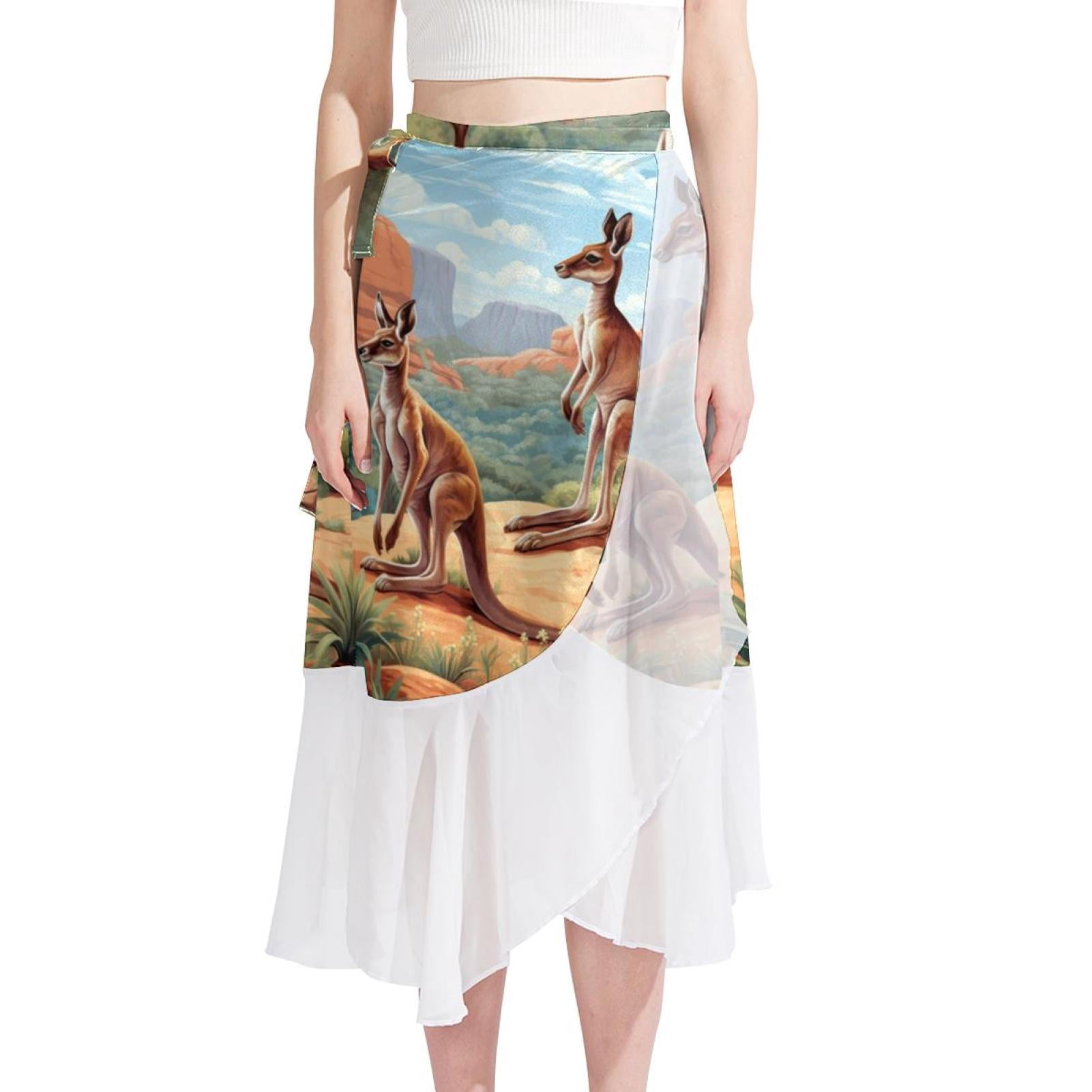 Kangaroo Chiffon Summer Beach Dress with Polyester Straps for Women ...