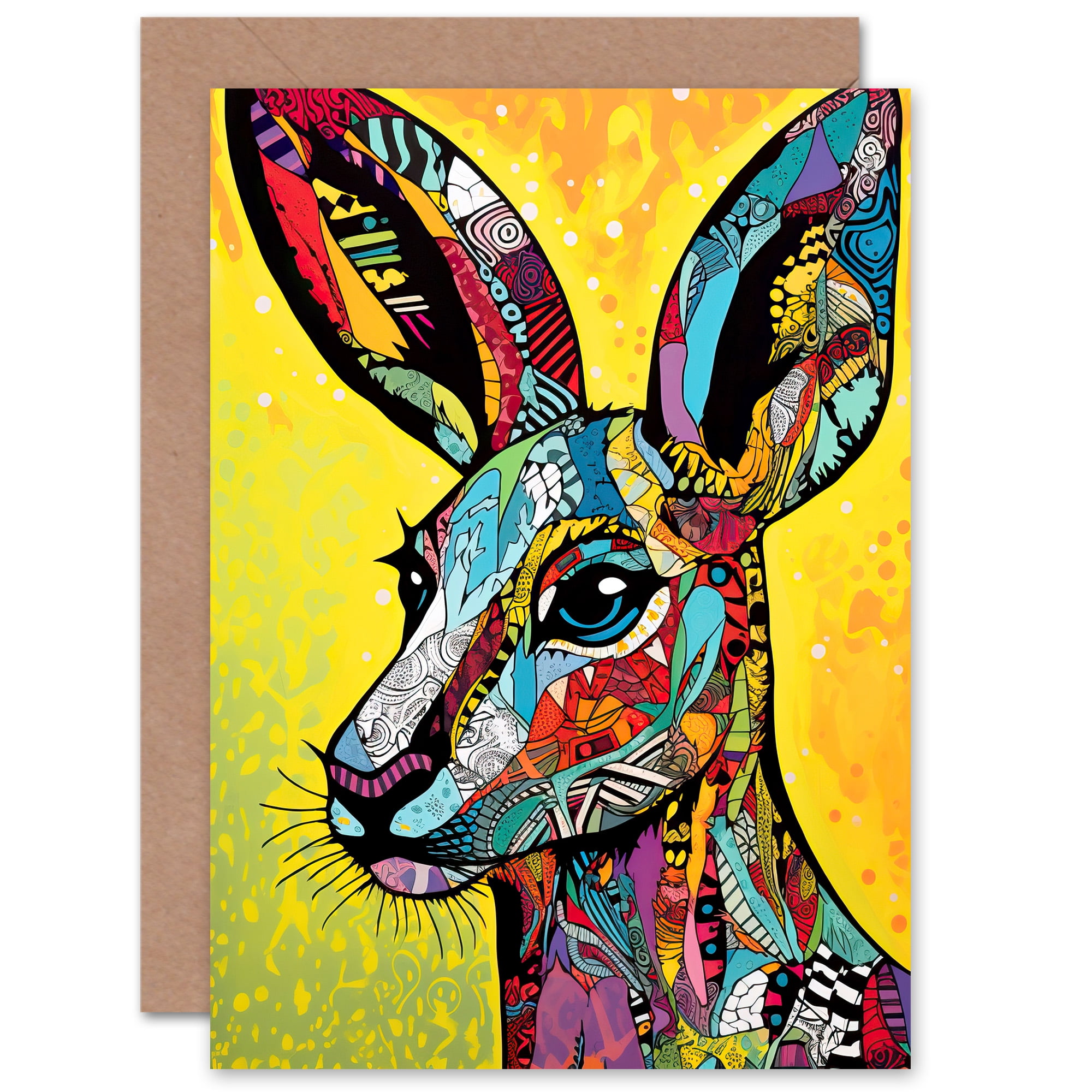 Kangaroo Collage Folk Pattern for Him or Her Man Woman Birthday Thank ...